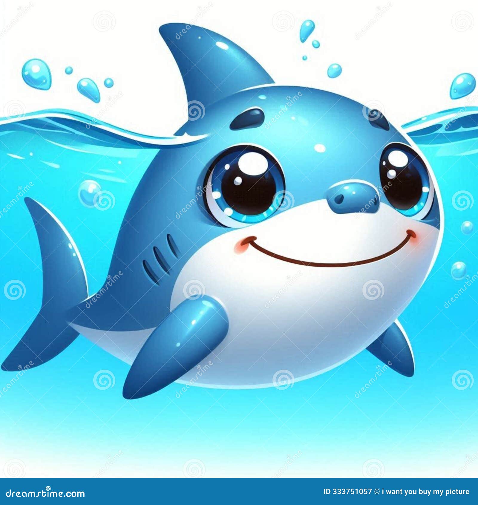 Cute Shark with Cute and Funny Faces Swimming in the Ocean 8 Stock ...