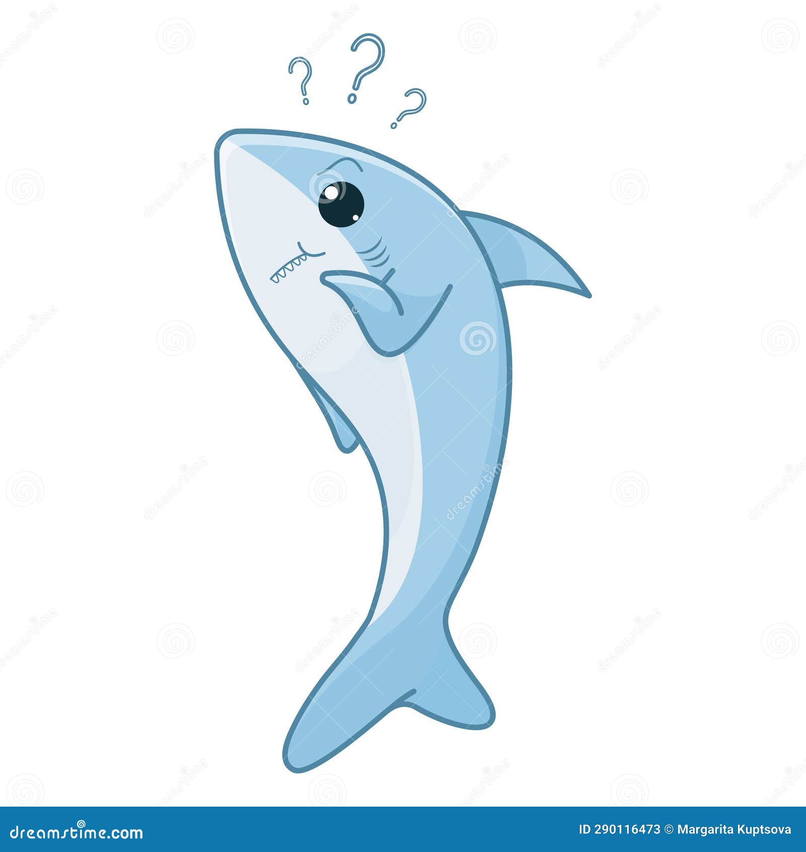Cute Shark with Question Mark Isolated on White Background Stock ...