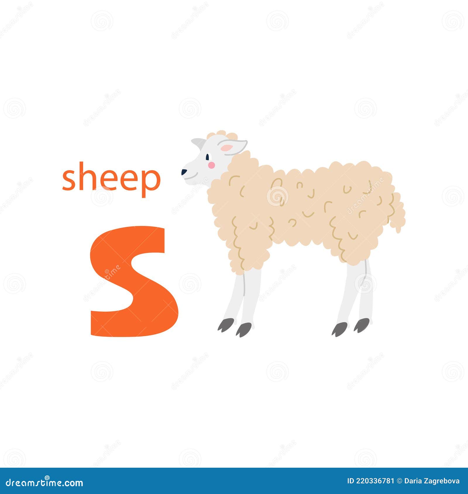 Cute Sheep Card. Alphabet with Animals. Colorful Design for Teaching ... Cute Sheep Card. Alphabet with Animals. Colorful Design for Teaching ...