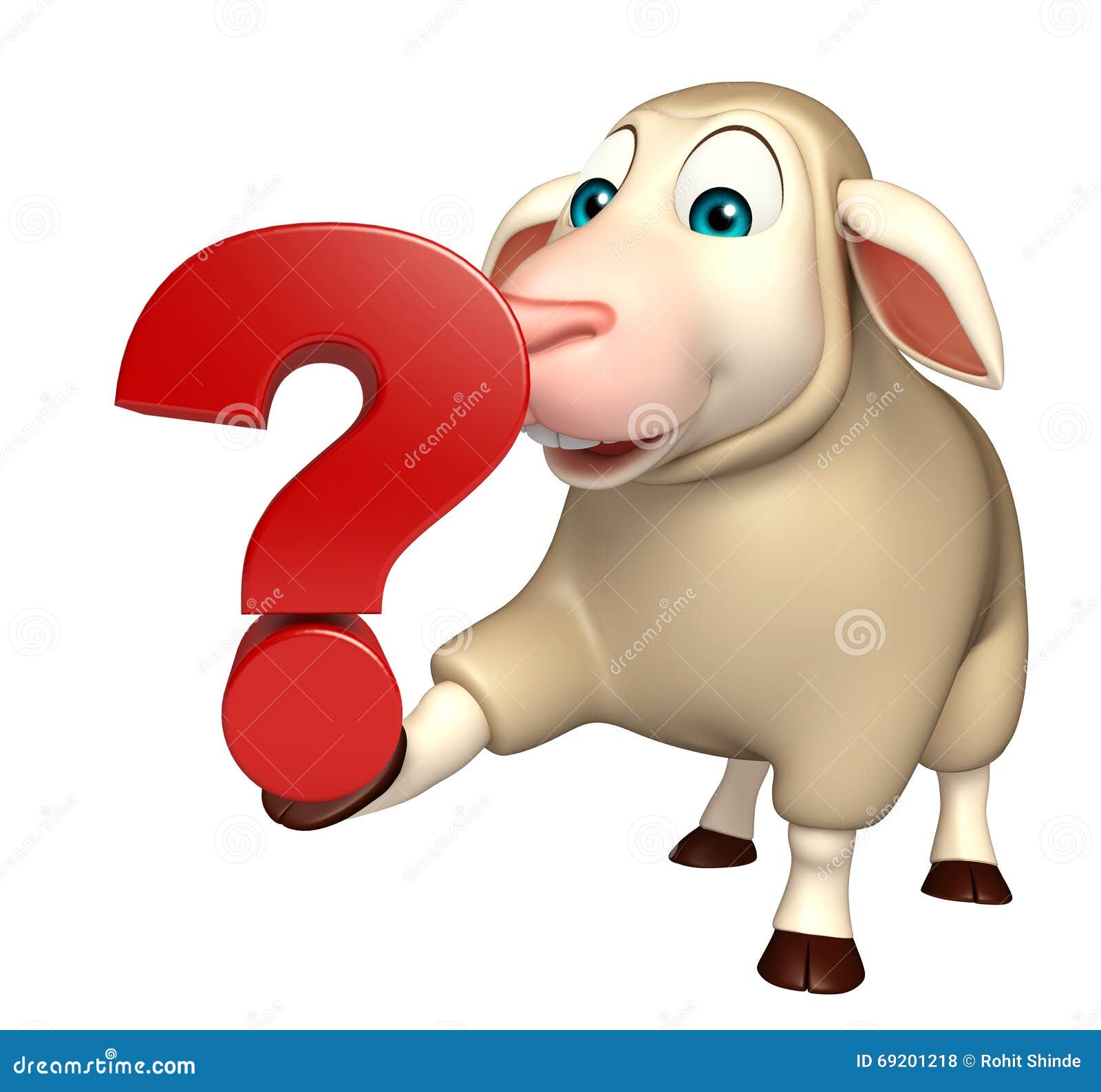 Cute Sheep Cartoon Character with Question Sign Stock Illustration ...
