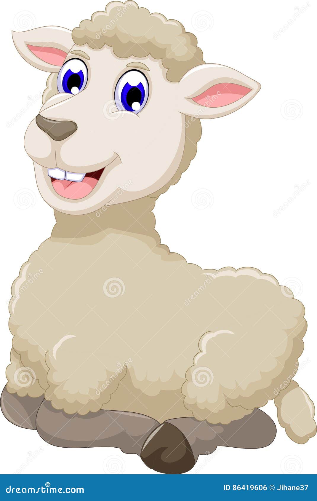 Cute sheep cartoon smiling stock illustration. Illustration of farm ...