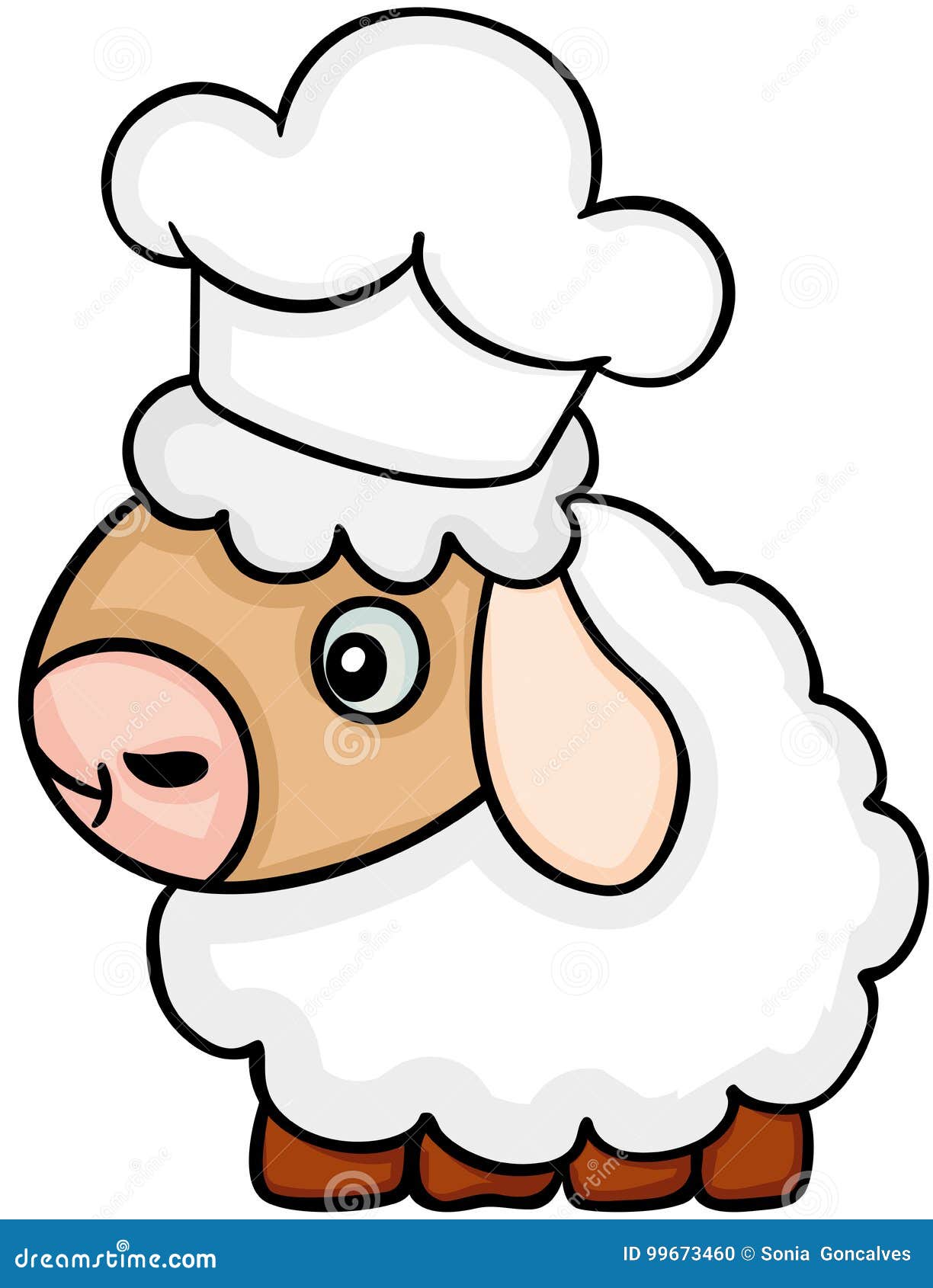 Cute Sheep Chef with Cook Hat Stock Vector - Illustration of scrapbook ...