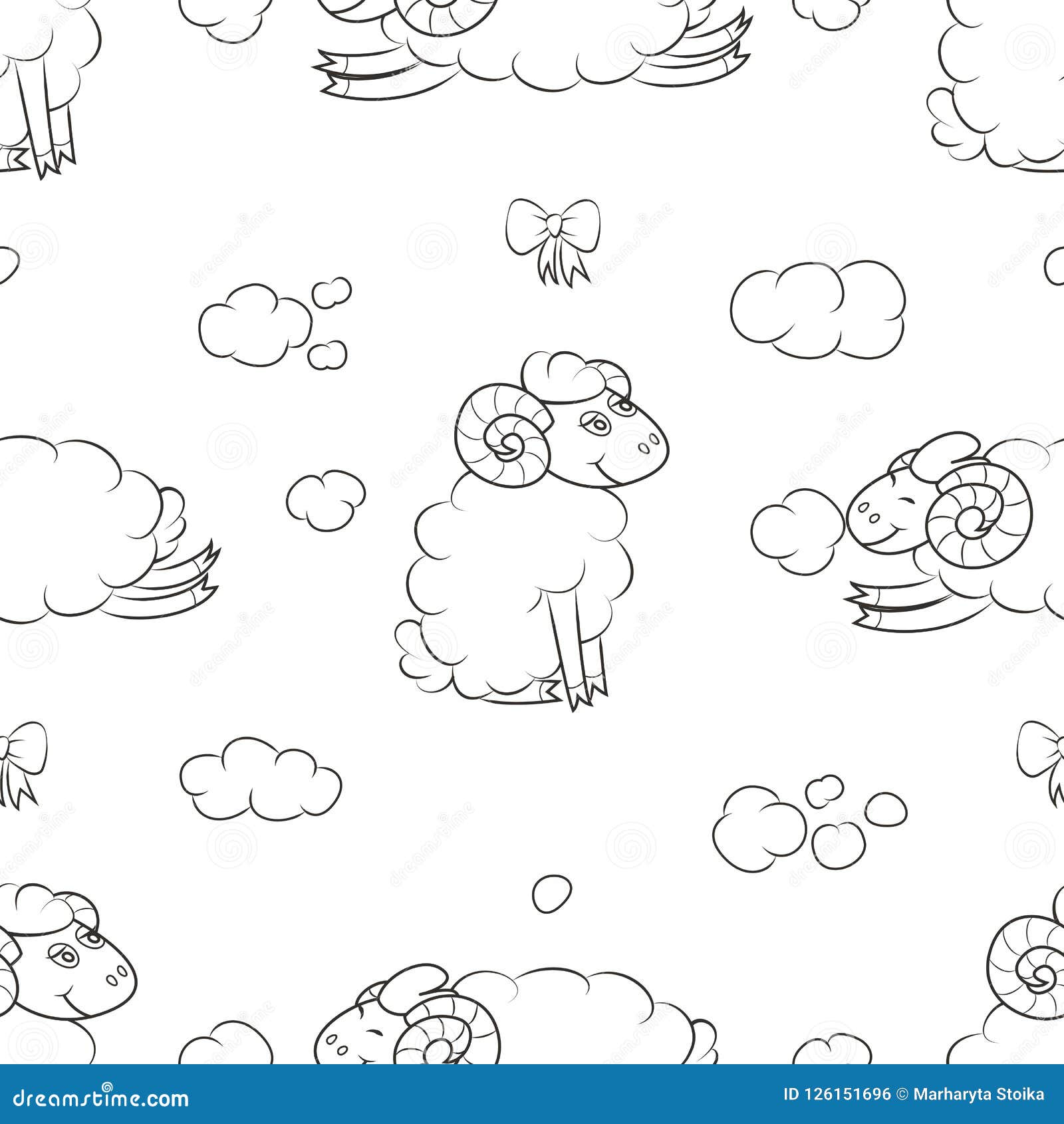Cute sheep in the clouds. stock vector. Illustration of black - 126151696