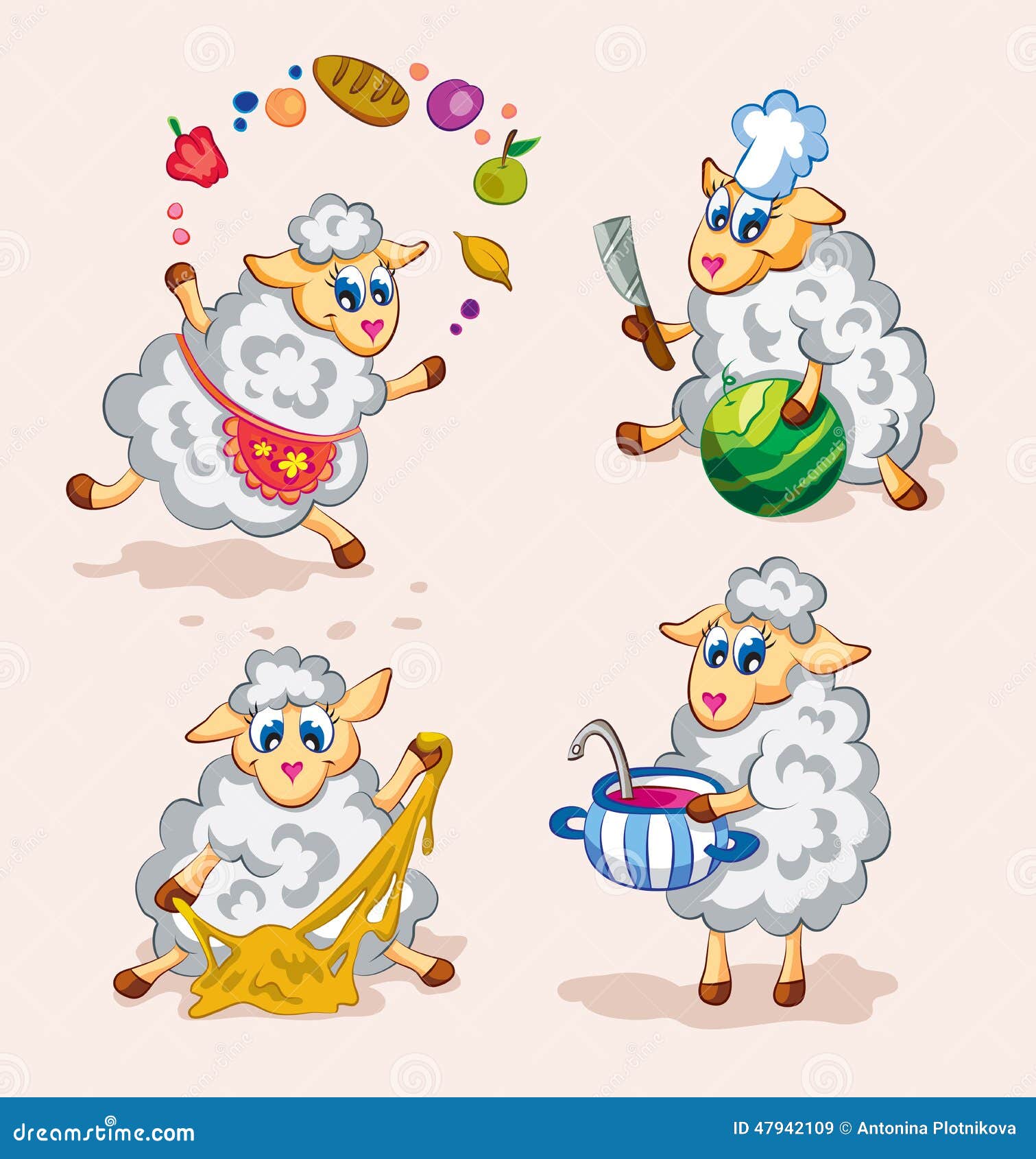 Cute sheep cooks stock vector. Illustration of lunch - 47942109