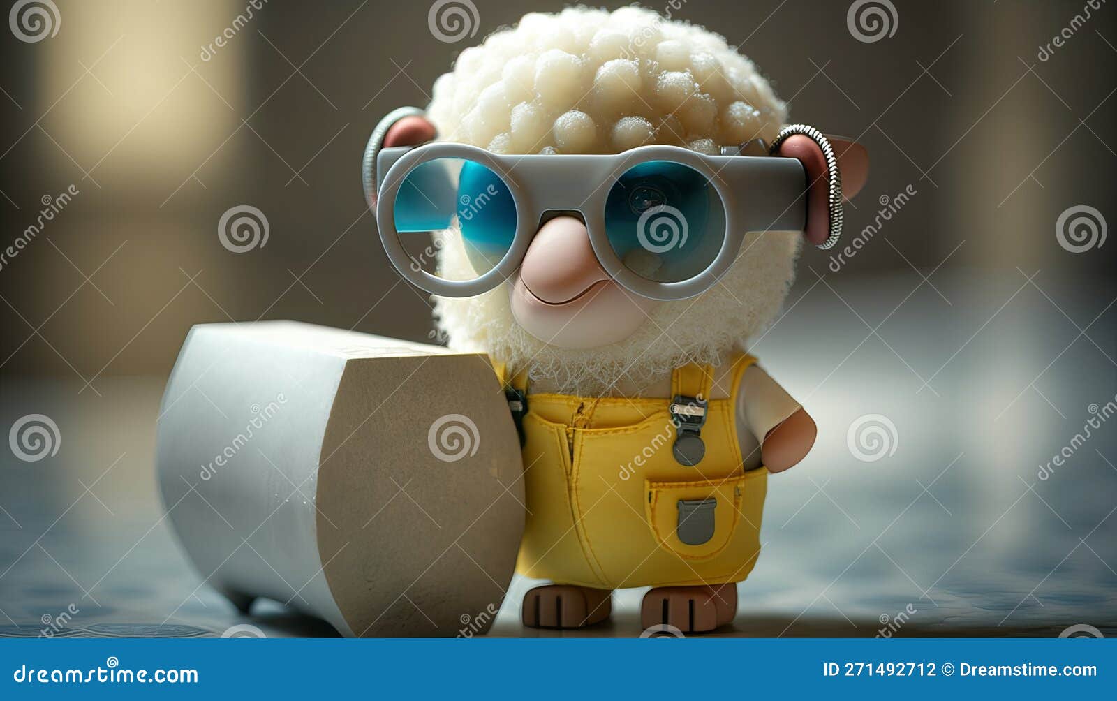 Cute Sheep Engineer Construction in the Construction Halmet. Stock ...