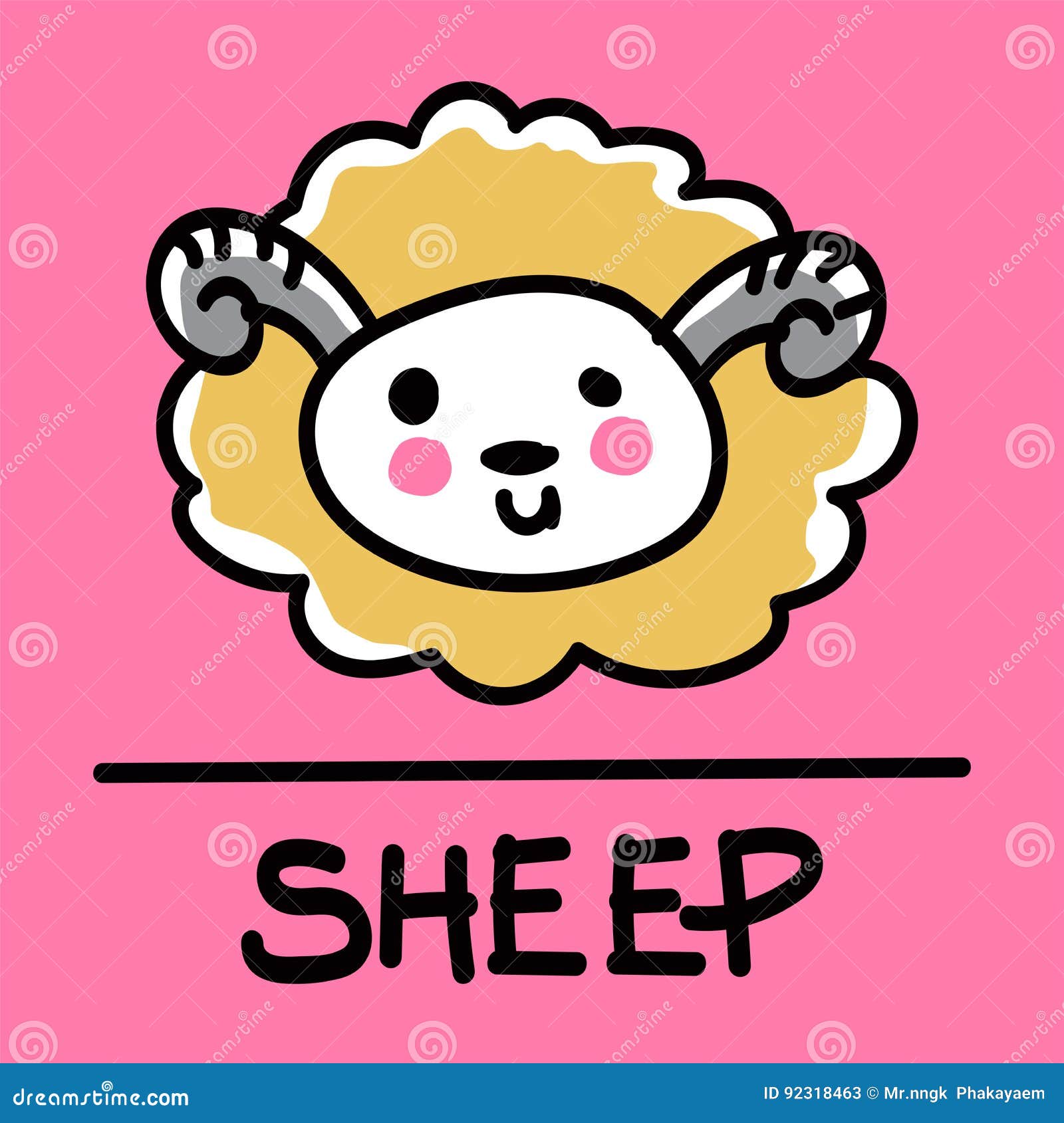 Cute Sheep Hand-drawn Style, Vector Illustration. Stock Vector ...