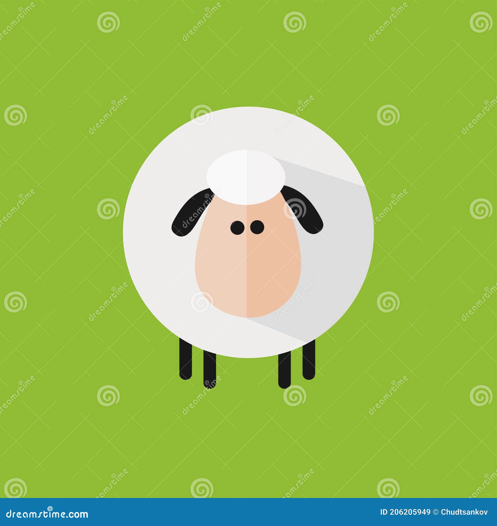 Cute Sheep Icon Modern Flat Design Stock Vector - Illustration of ...
