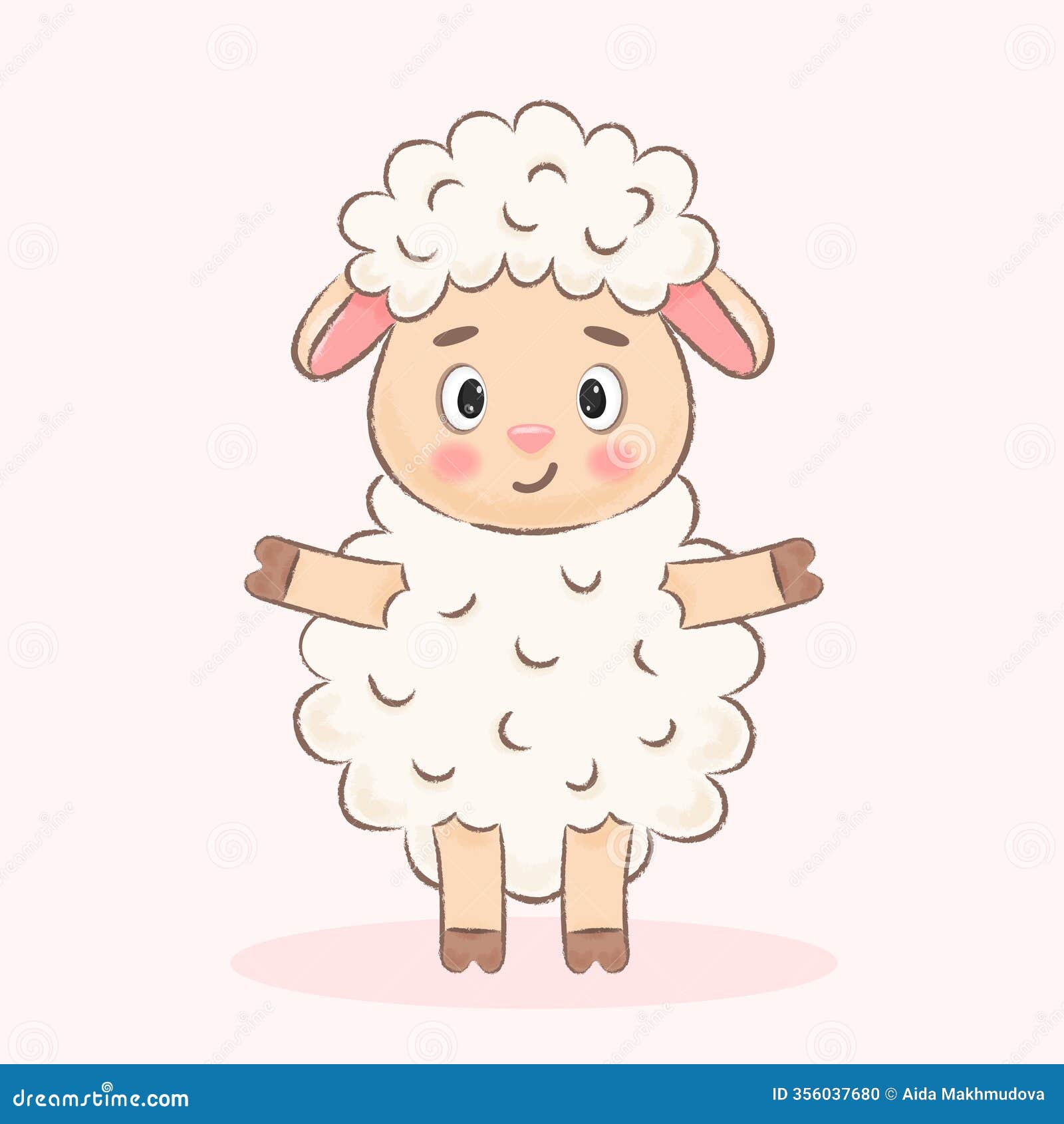 Cute Sheep on a Light Background Stock Illustration - Illustration of ...
