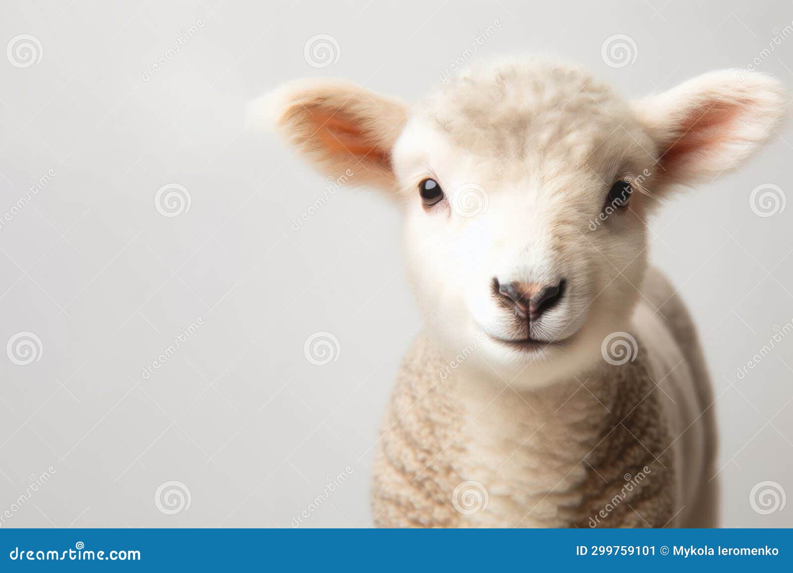 Cute Sheep on a Light Background. Place for Text. Stock Image - Image ...