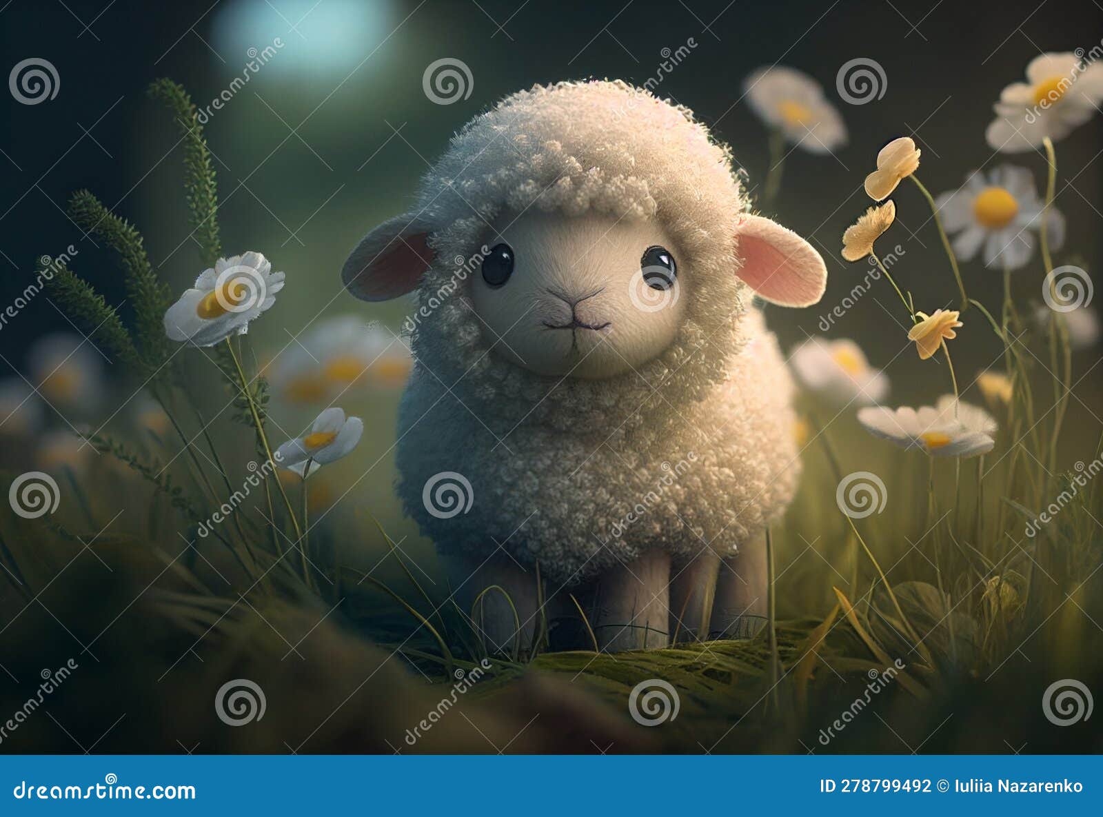Cute Sheep in the Meadow. AI Generated Stock Photo - Image of wildlife ...
