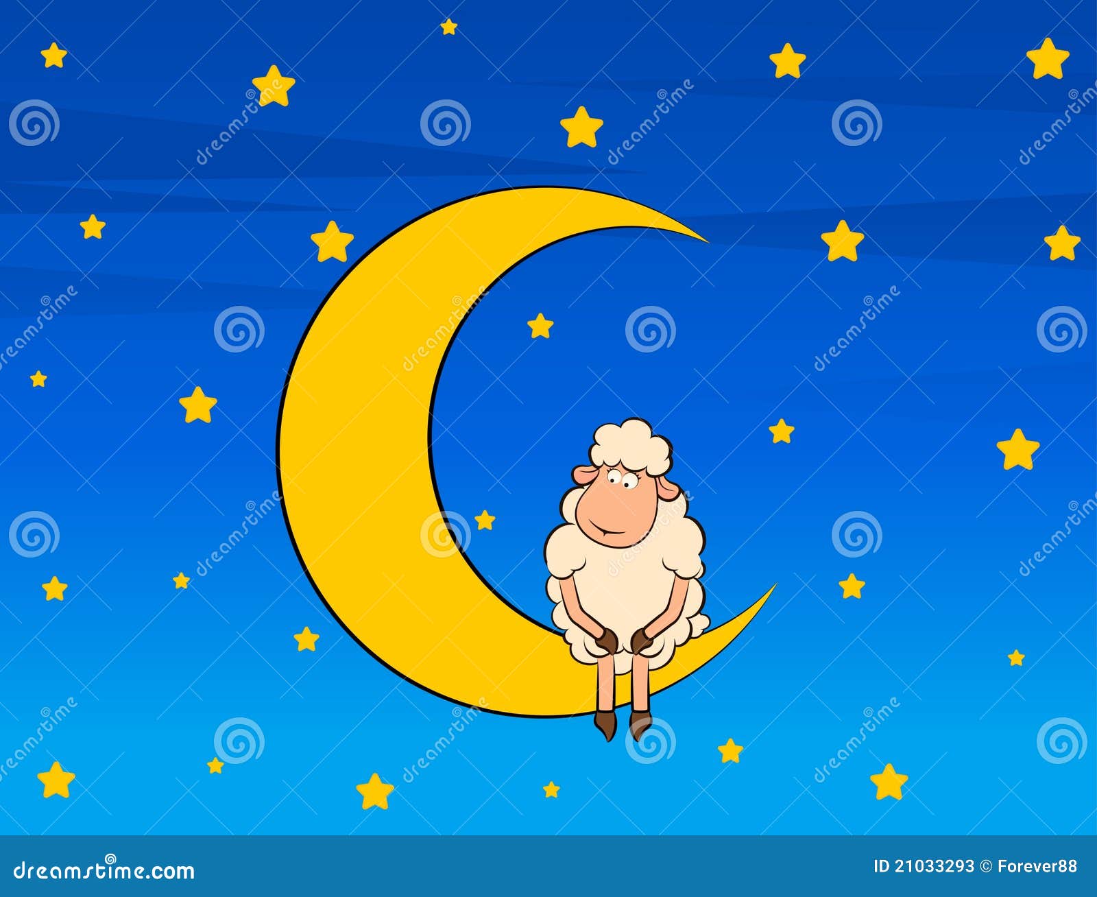 Cute sheep on moon stock vector. Illustration of yellow - 21033293