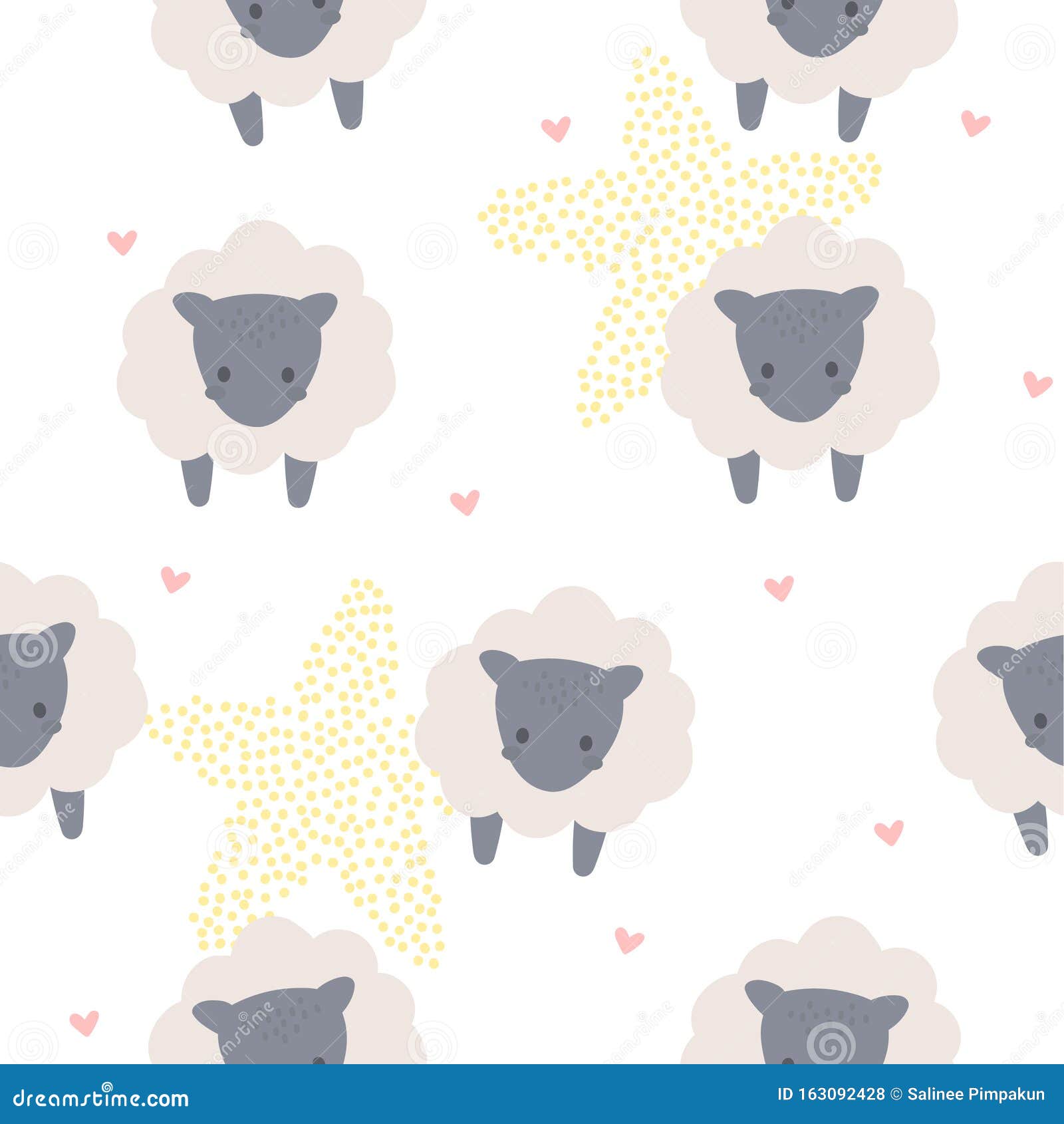 Cute Sheep Seamless Pattern Background Stock Vector - Illustration of ...