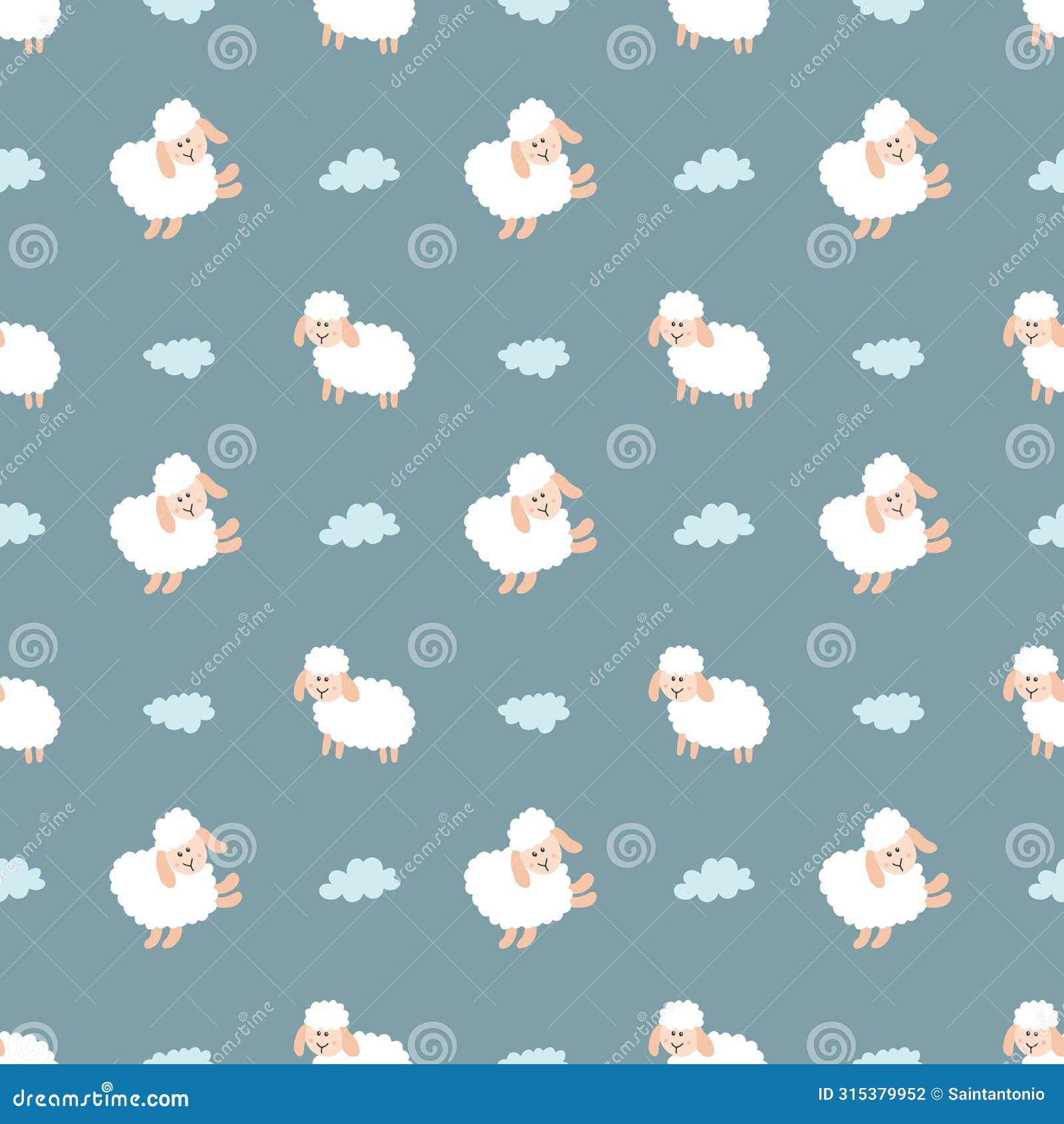 Cute Sheep Seamless Pattern, Cartoon Background Vector Illustration Stock Vector - Illustration ...