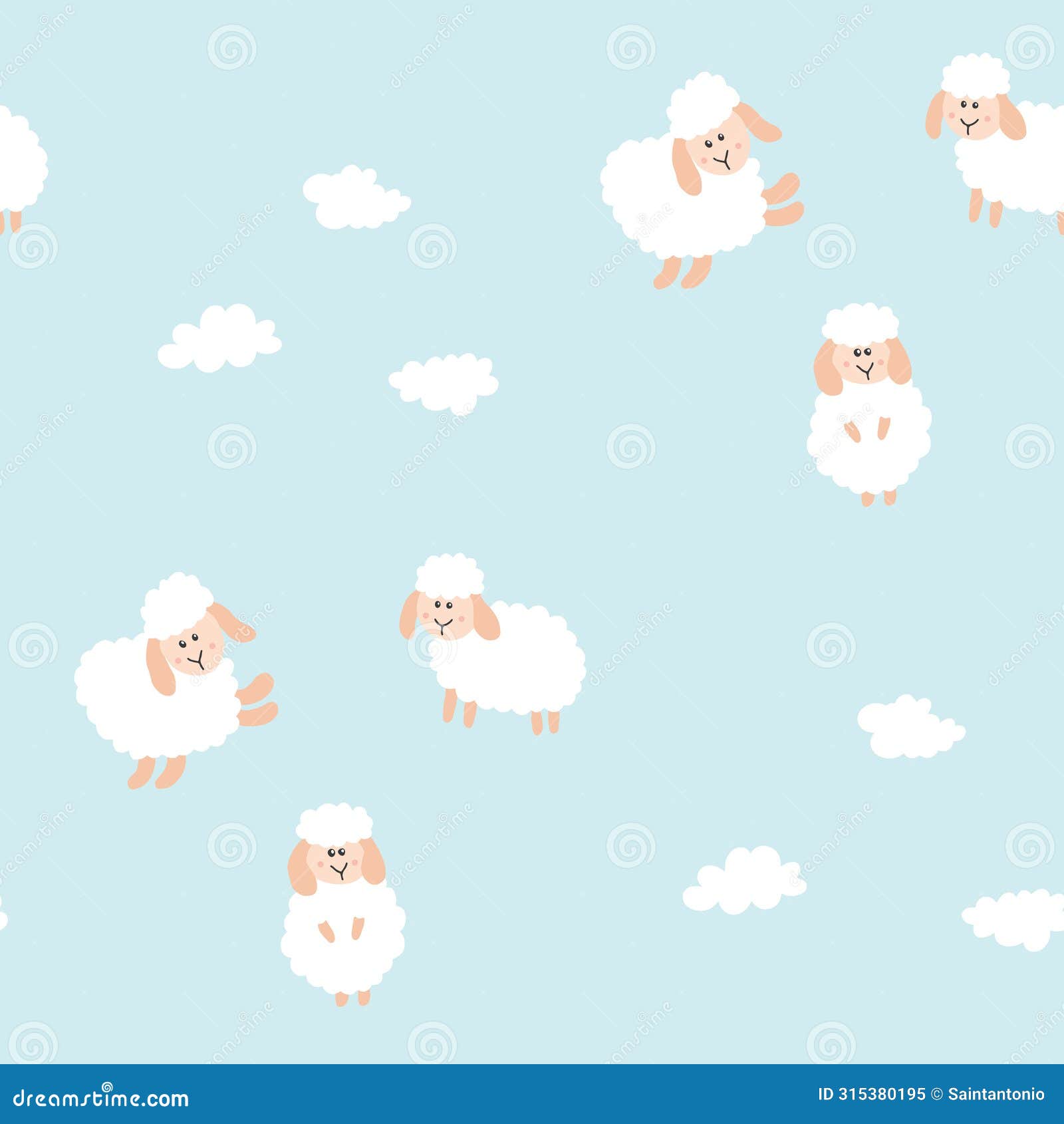 Cute Sheep Seamless Pattern, Cartoon Background Vector Illustration Stock Vector - Illustration ...