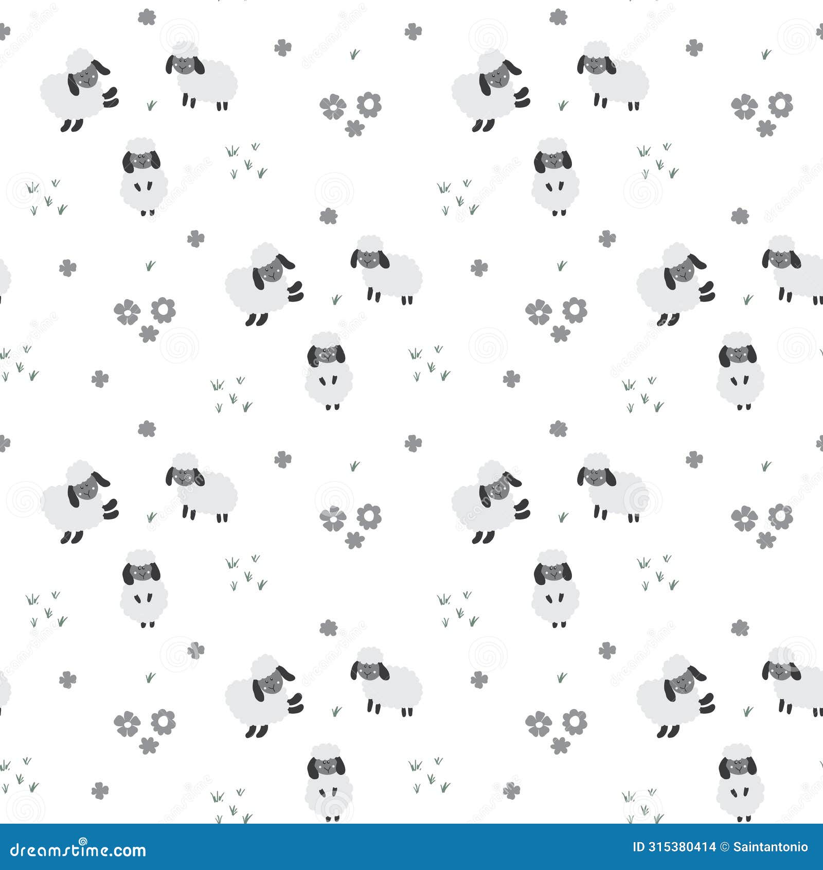 Cute Sheep Seamless Pattern, Cartoon Background Vector Illustration Stock Vector - Illustration ...