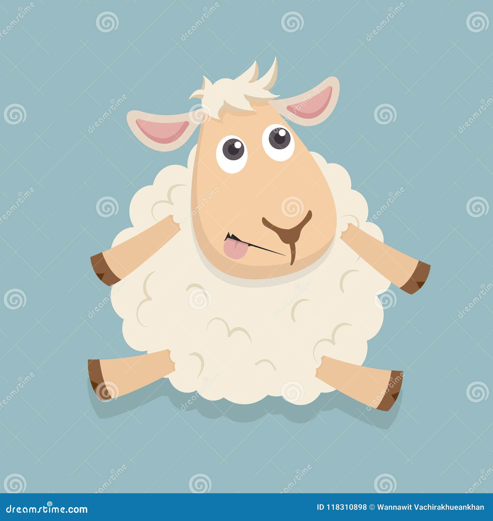 Cute Sheep Sitting Happy Vertor Stock Vector - Illustration of drink ...