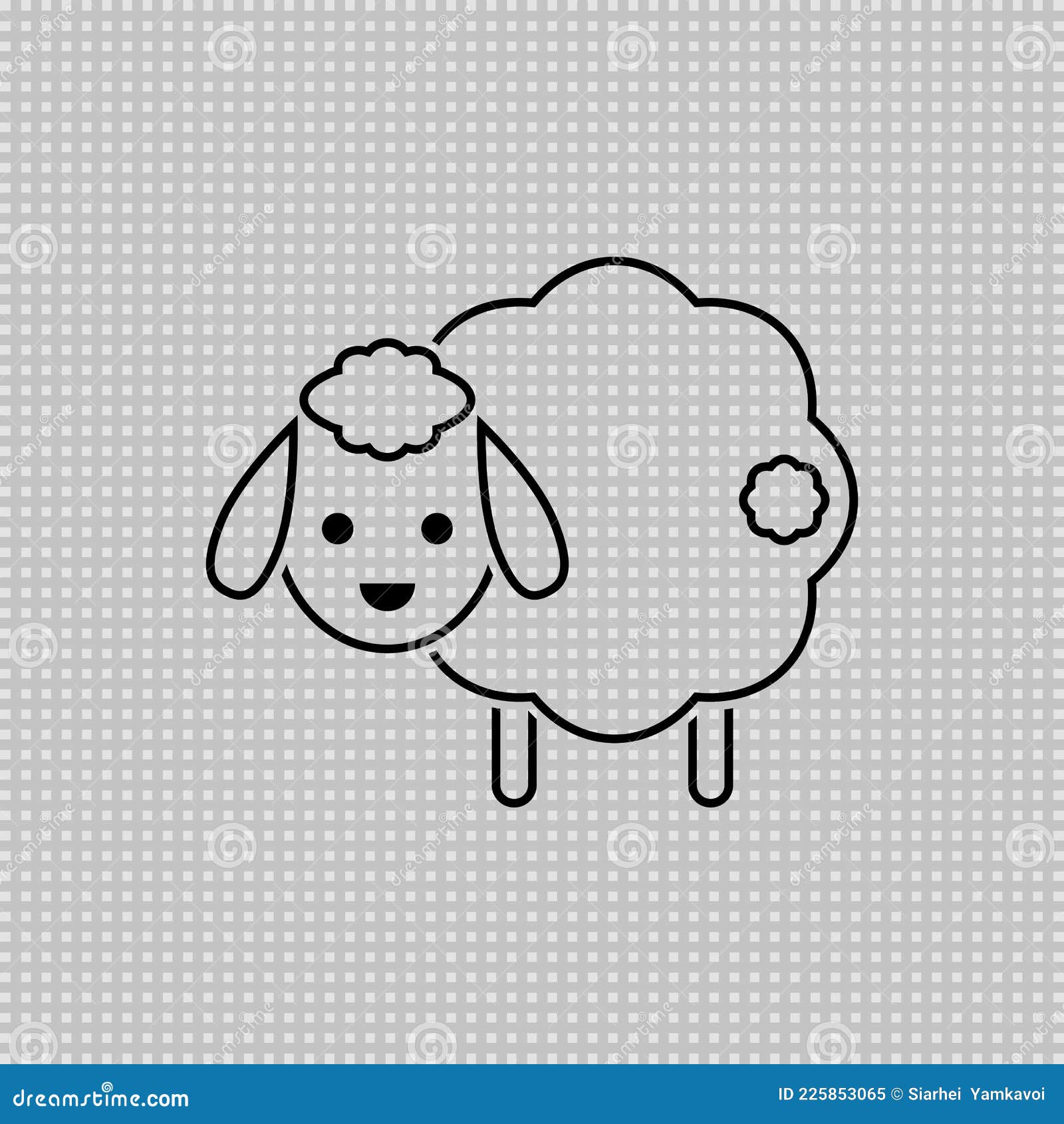 Cute Sheep with Tail. Transparent Linear Outline Vector Drawing. Lamb ...