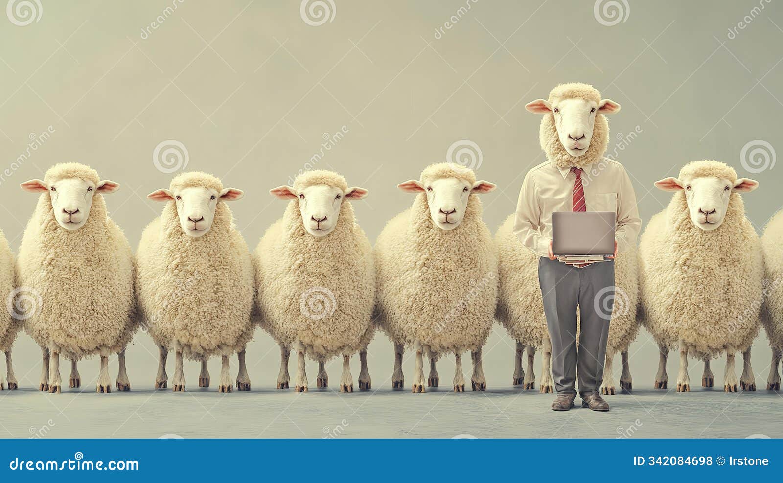 Cute Sheep Works in Office with Documents Illustration with Copy Space ...