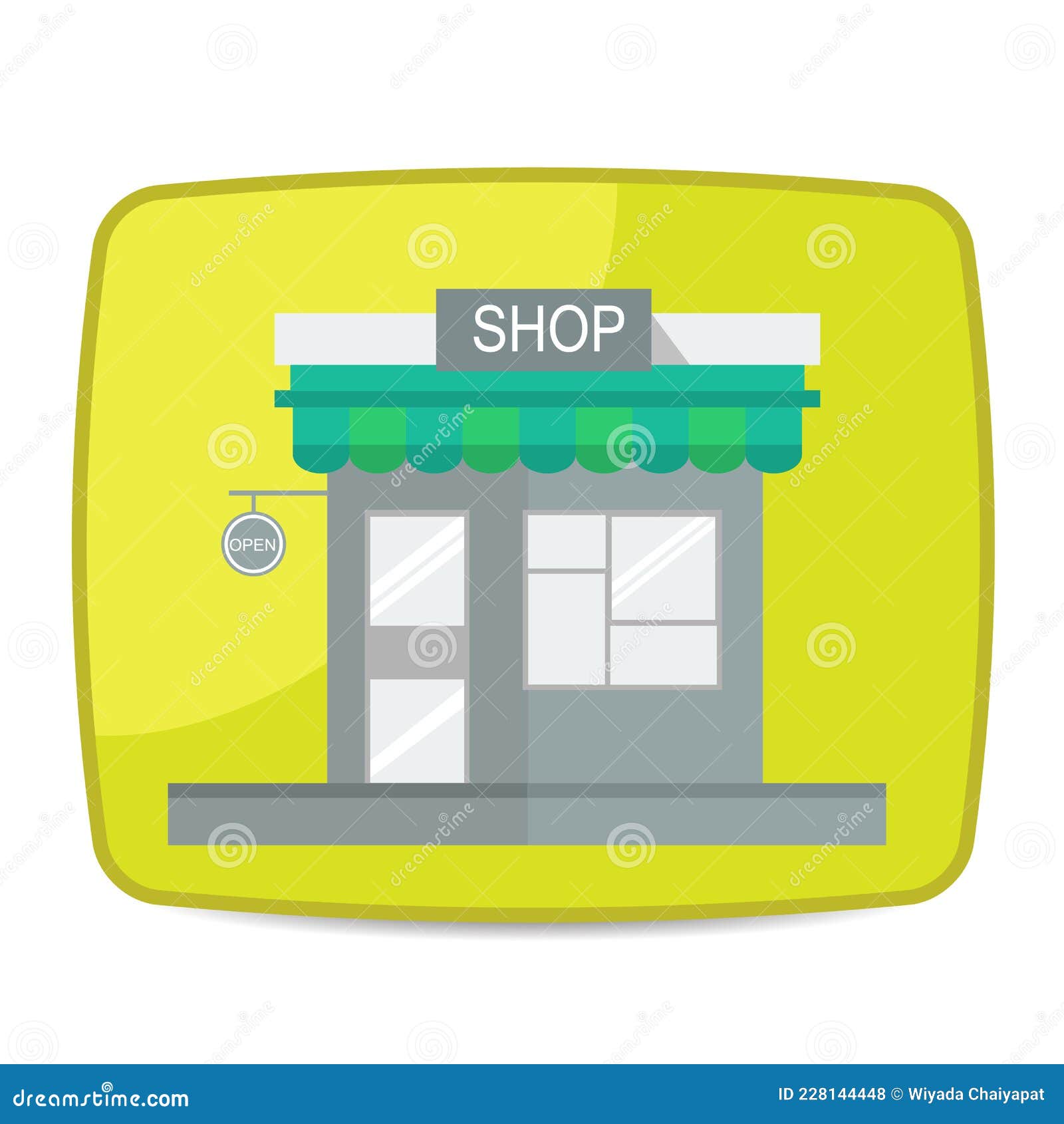 Cute Shop store flat icon stock vector. Illustration of city - 228144448