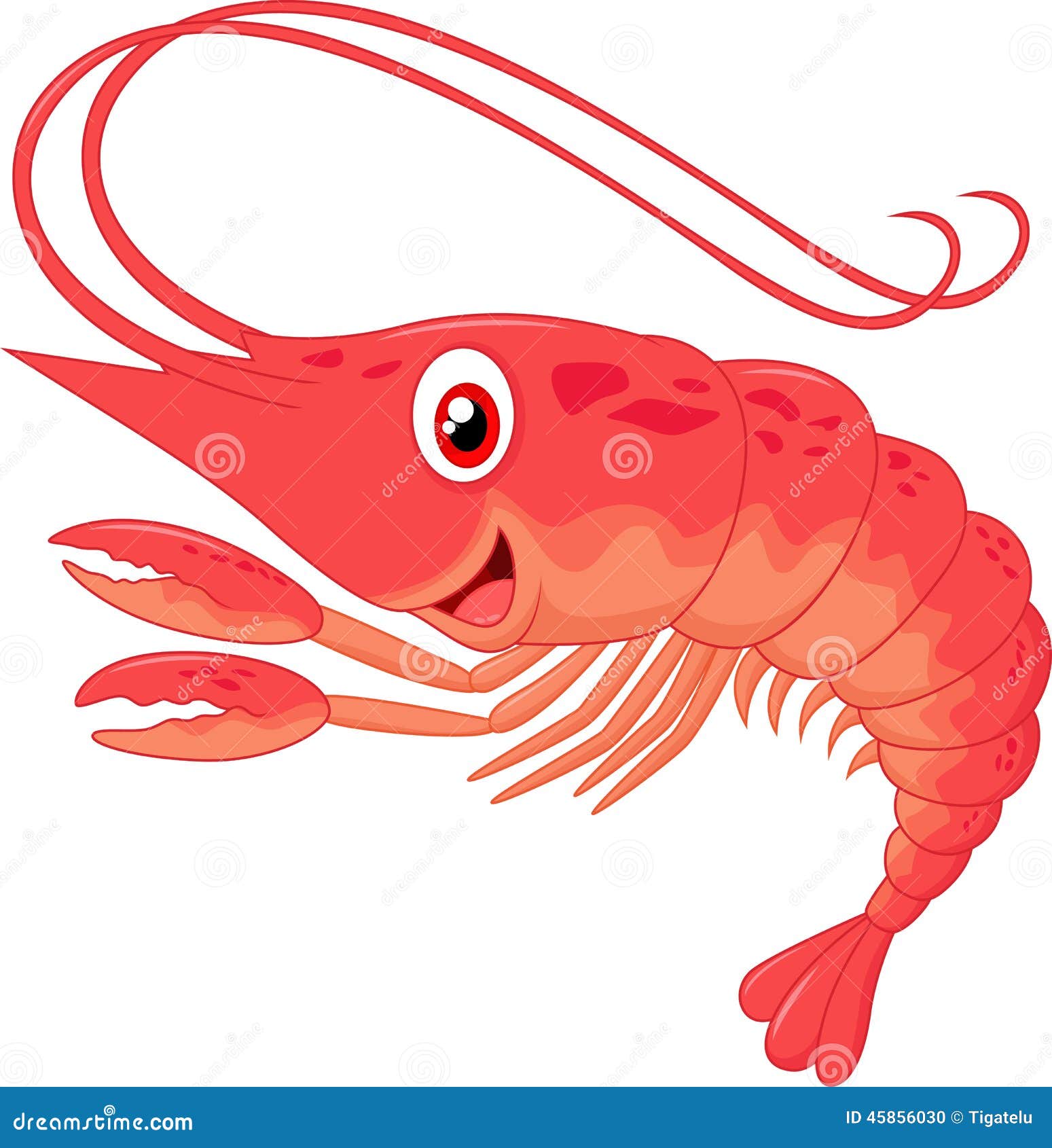 Cute shrimp cartoon stock vector. Illustration of seafood - 45856030