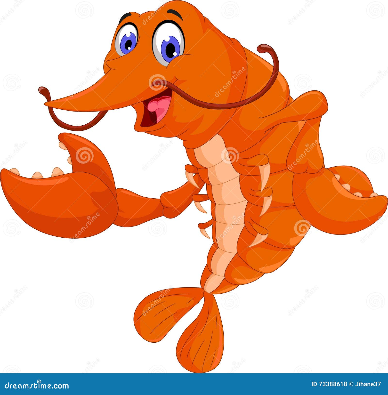 Cute shrimp cartoon posing stock illustration. Illustration of animal ...