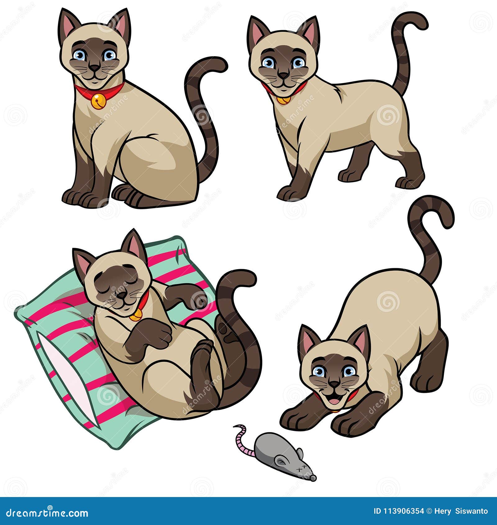Cute siamese cat set stock vector. Illustration of kitty - 113906354 Cute siamese cat set stock vector. Illustration of kitty - 113906354