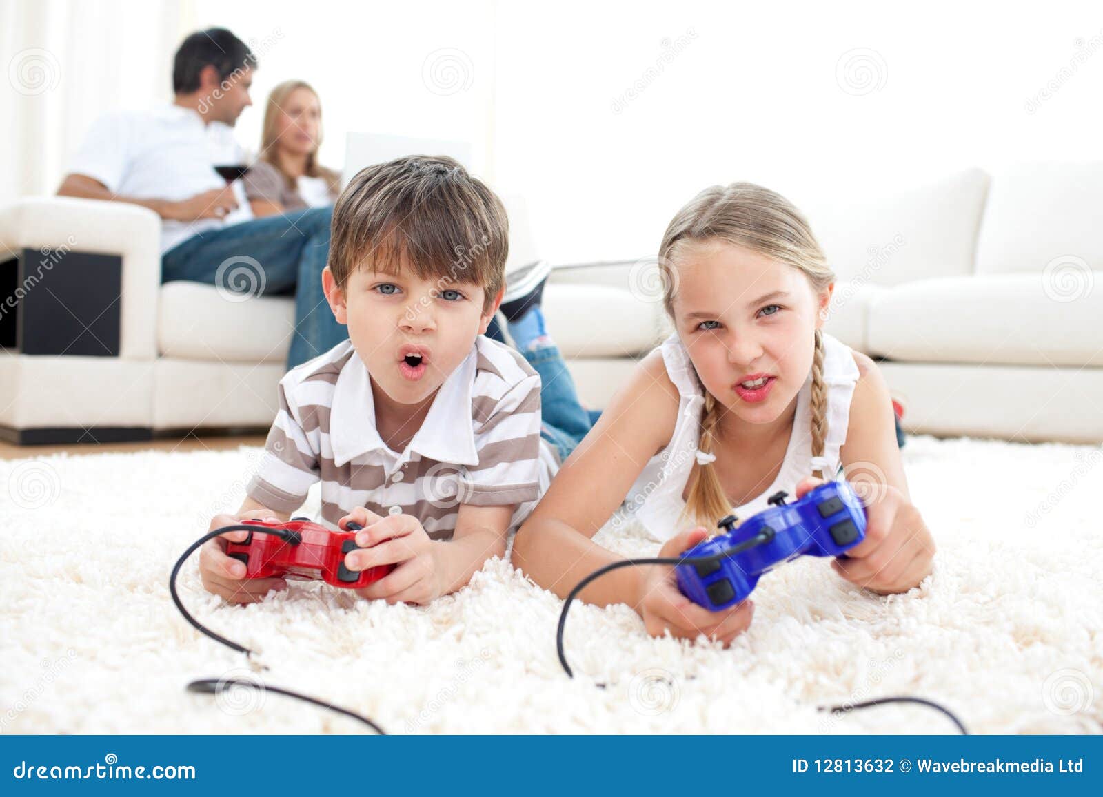 Cute Siblings Playing Video Games Stock Photo - Image of enjoy ...