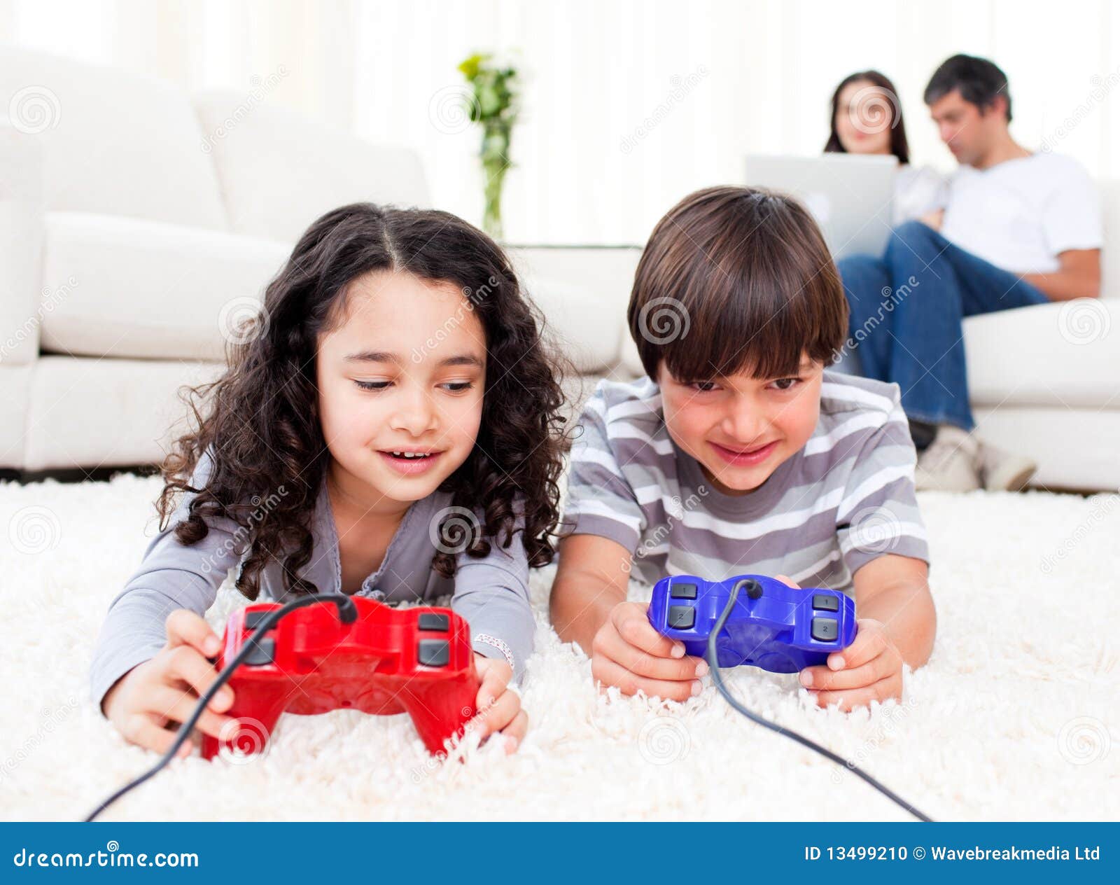 Cute Siblings Playing Video Games Stock Photo - Image of control ...