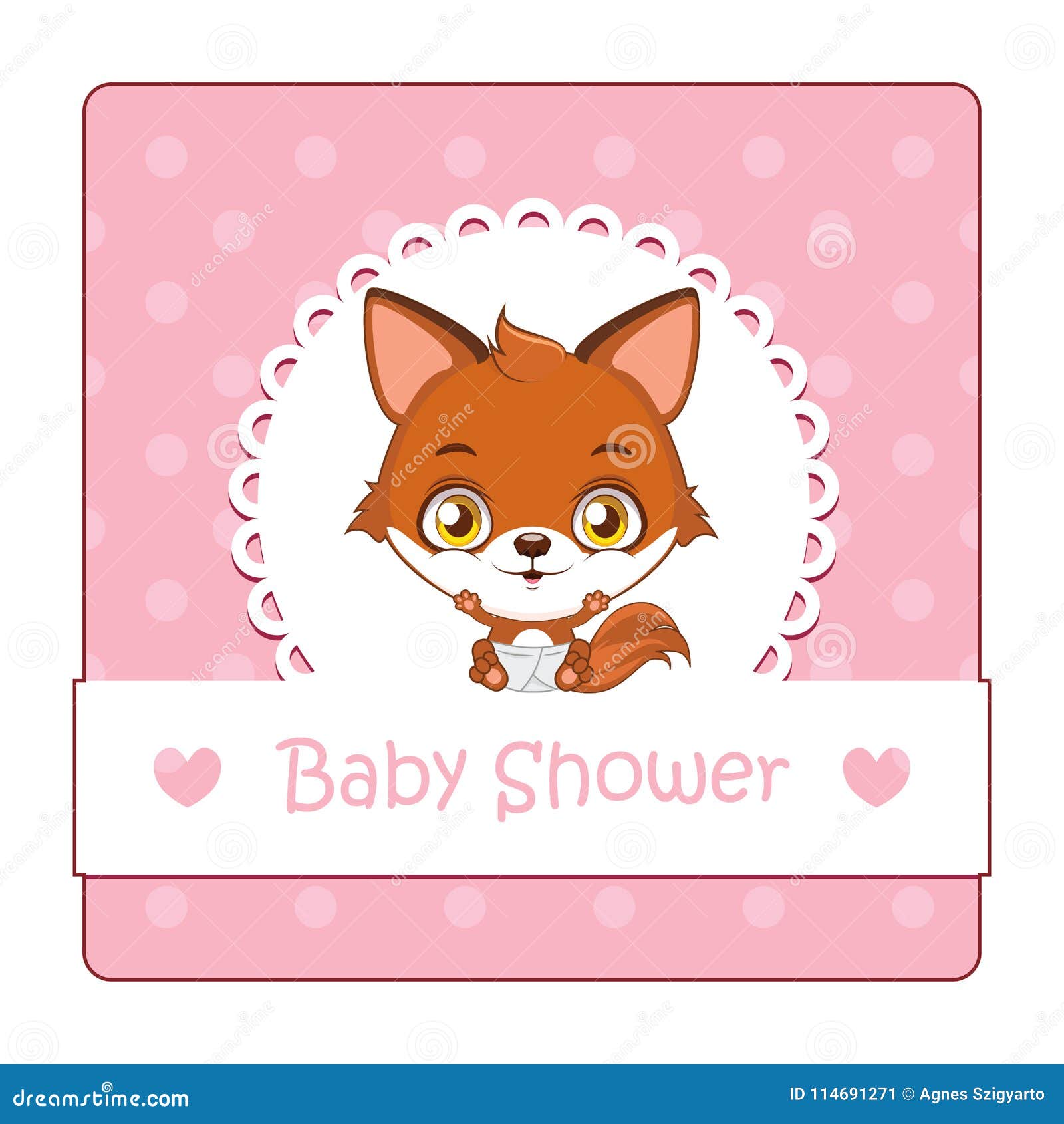 Cute Sign for Baby Shower with Fox Stock Vector - Illustration of baby ...