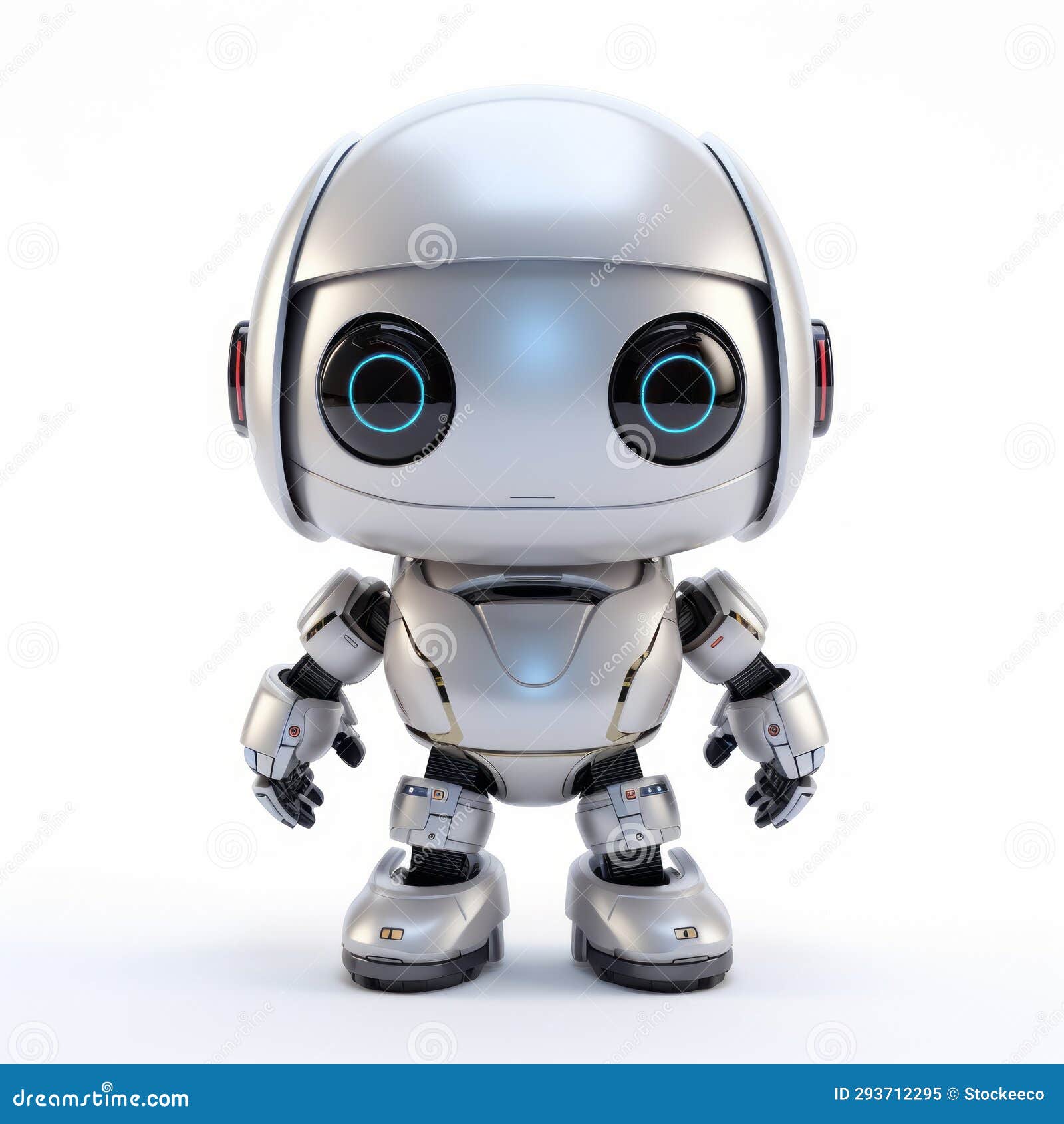 Cute Silver Robot with Blue Eyes - Dreamy Technological Marvel Stock ...