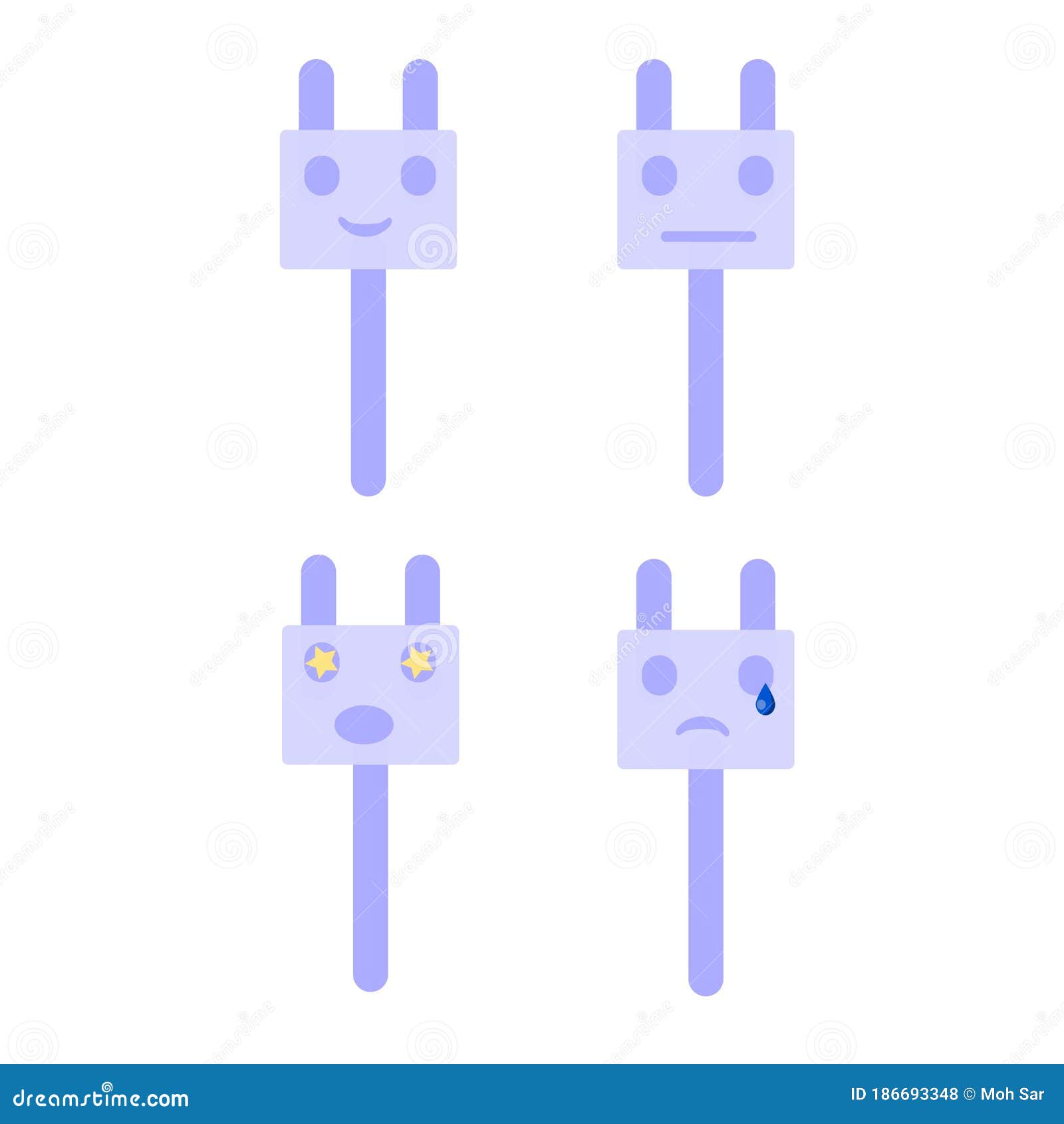 Simple Plug Emoticon Design Set Stock Illustration - Illustration of ...