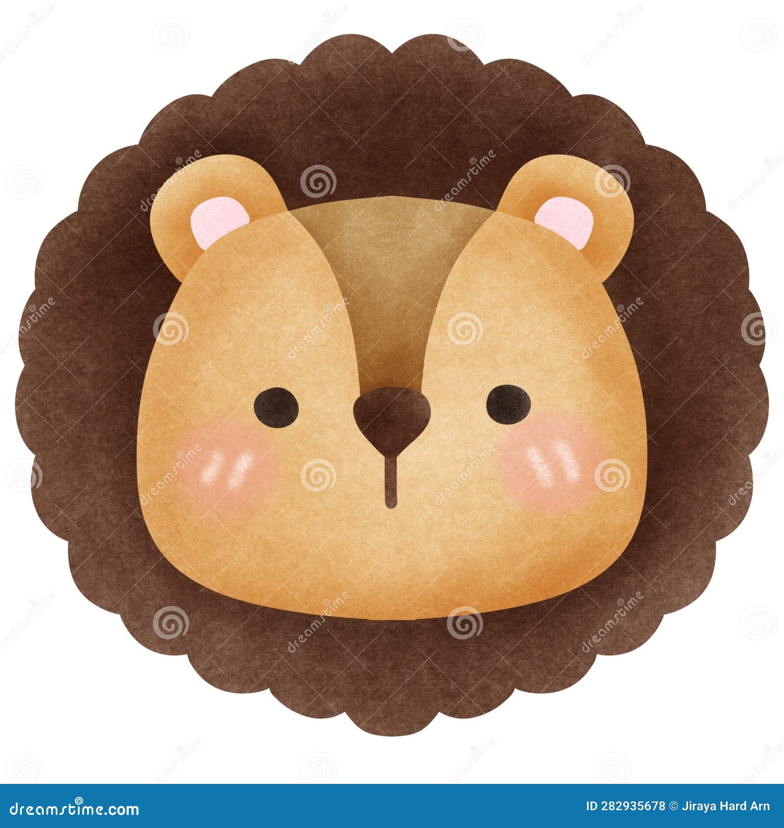Cute and Simple Brown Lion Face with Pink Blush Shy Stock Photo ...