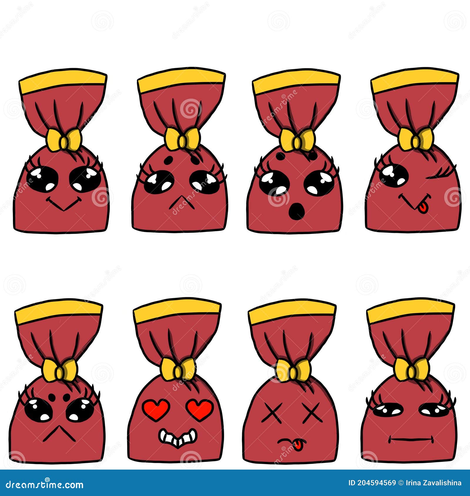 Cute and Simple Candy Portraits. Vector Illustration. Set of ...