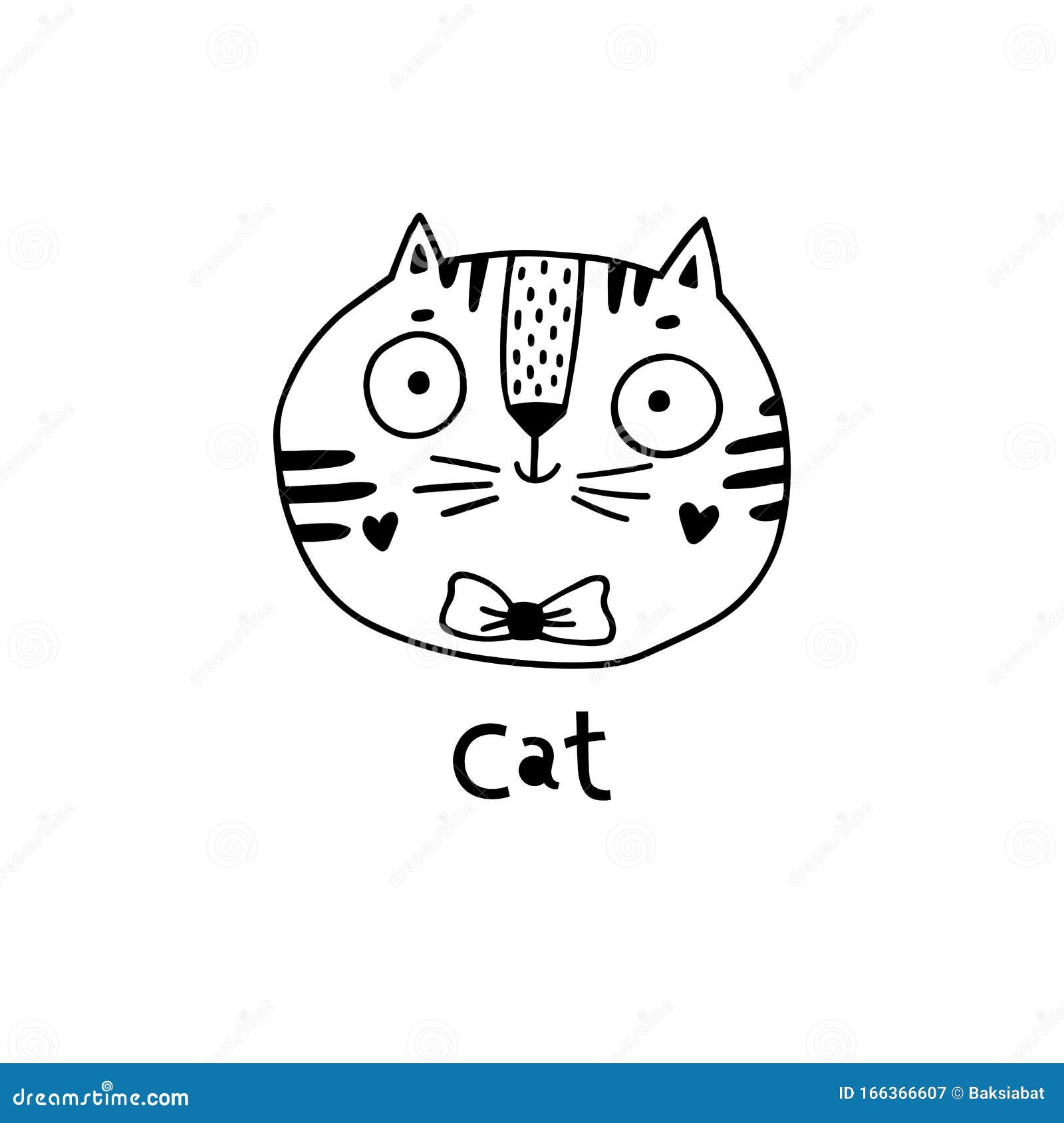 Cute, Simple Cat Face Cartoon Style. Vector Illustration Stock Vector ...