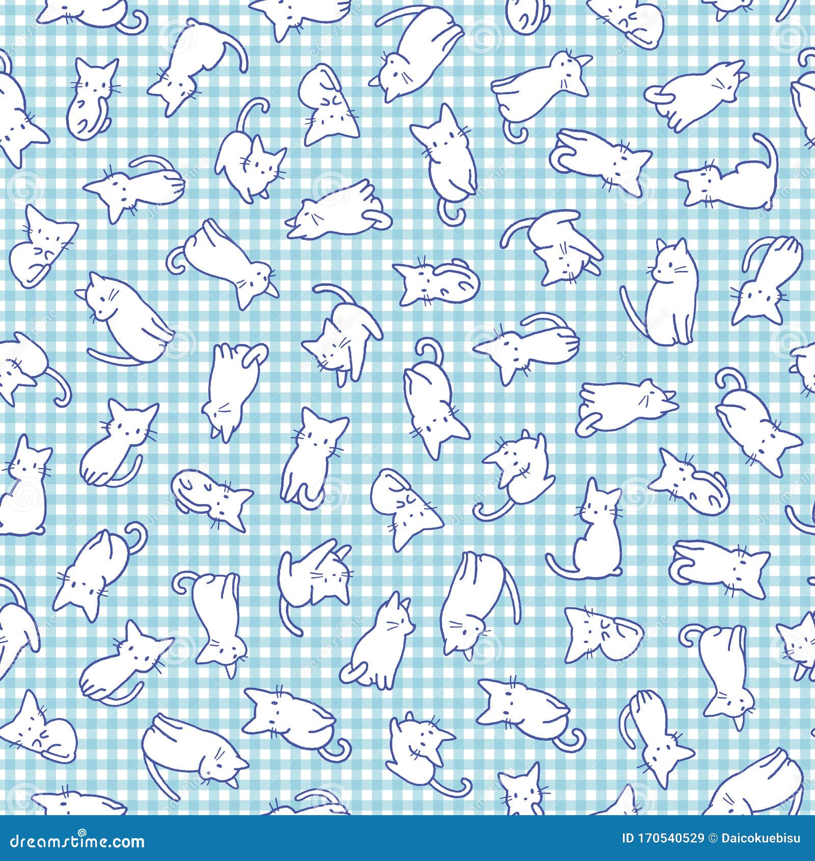 Cute and Simple Cat Seamless Pattern, Stock Vector - Illustration of ...
