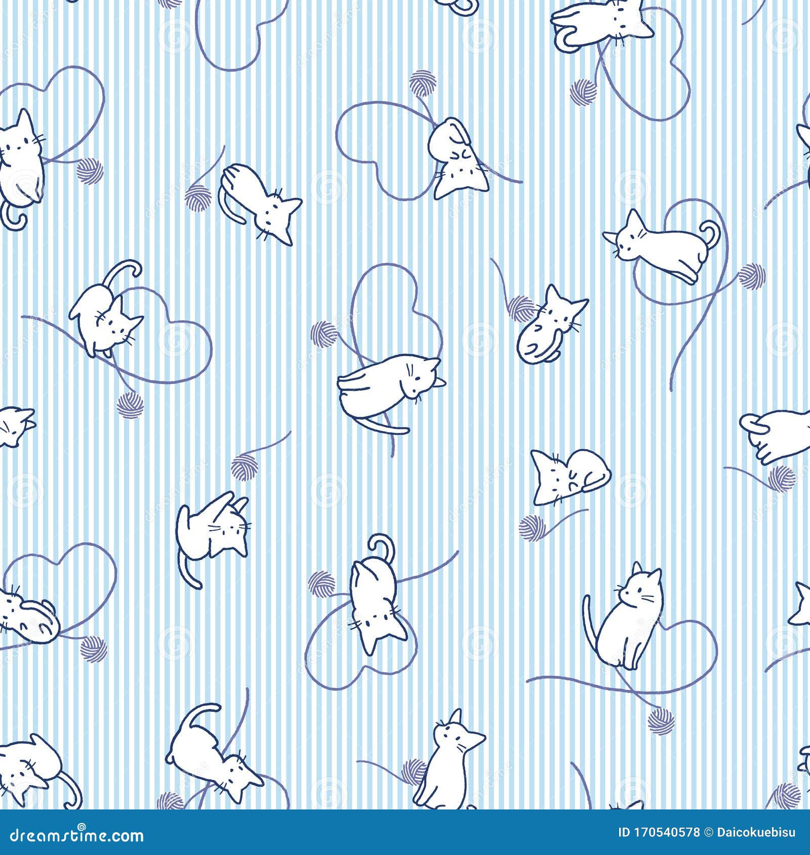 Cute and Simple Cat Seamless Pattern, Stock Vector - Illustration of ...