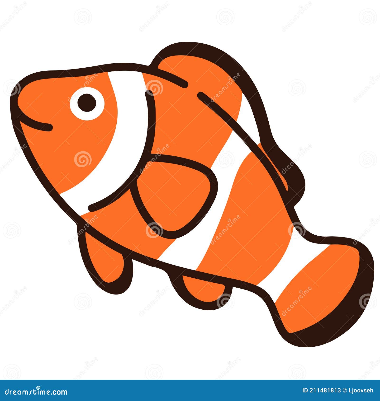 Cute and Simple Clownfish with Outlines Stock Vector - Illustration of ...
