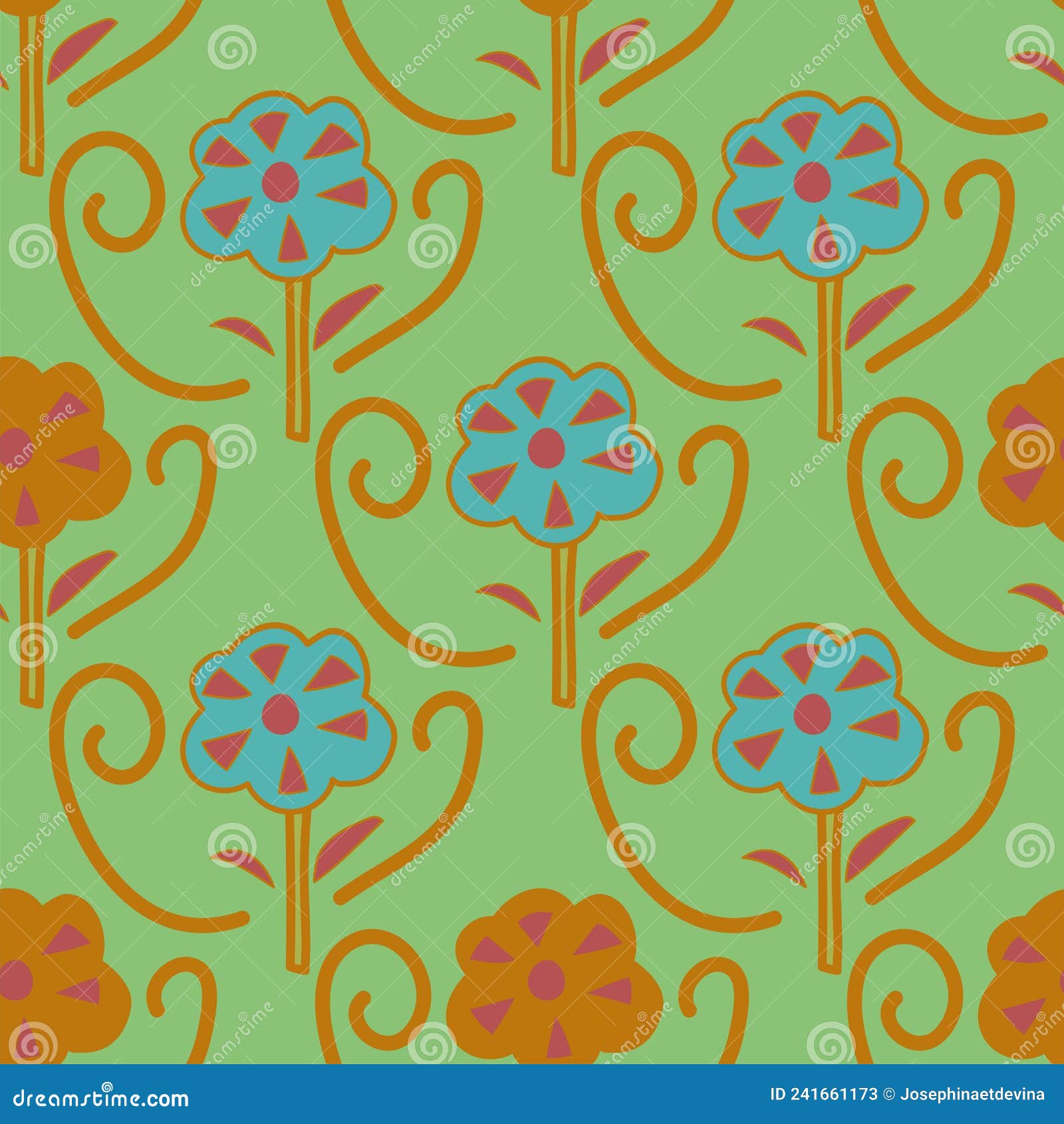 Cute and Simple Earth Toned Floral Vector Repeat Pattern Stock Vector ...