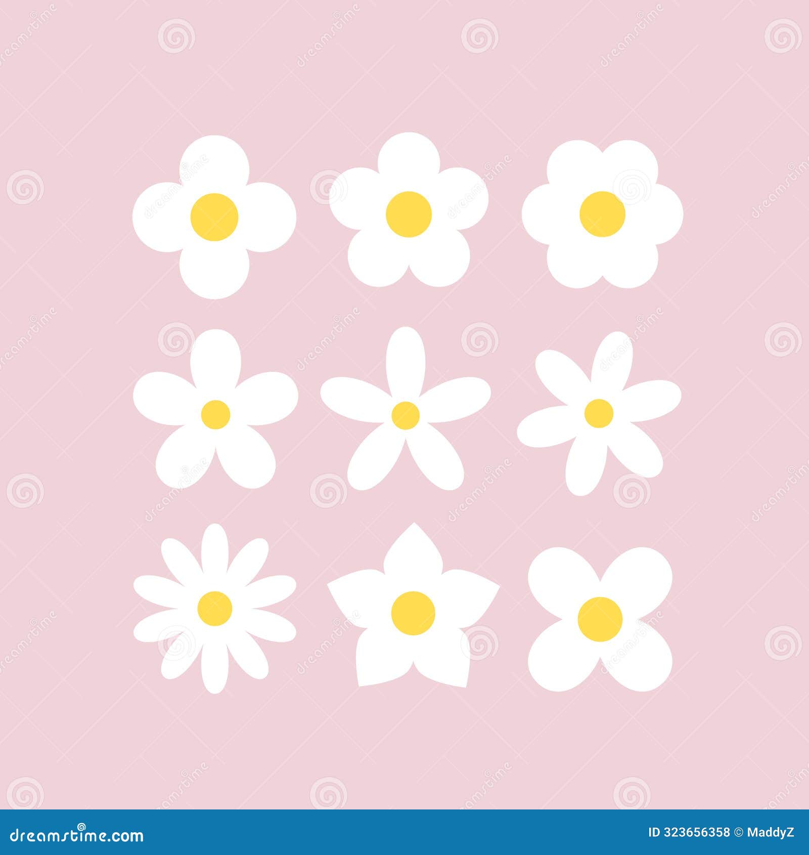 Cute Simple Flowers, Daisies, Basic Floral Shapes Silhouettes for ...