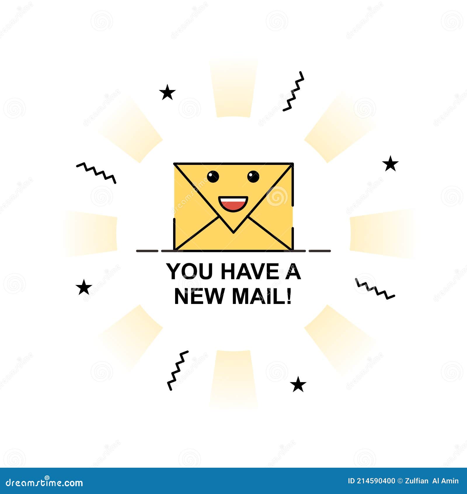 Cute and Simple Mail Notification Design. Stock Vector - Illustration ...