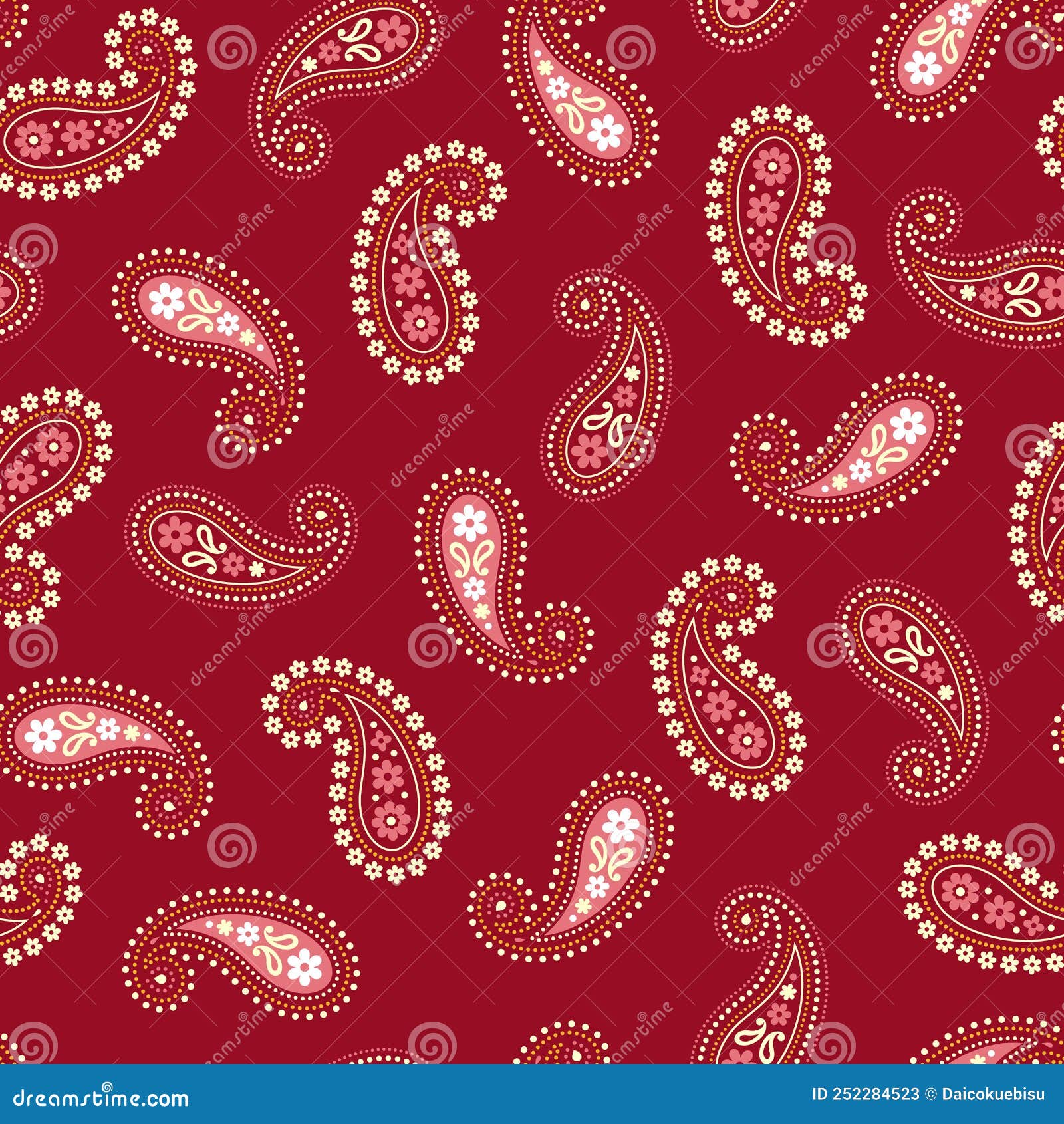 Cute and Simple Paisley Seamless Pattern, Stock Vector - Illustration ...