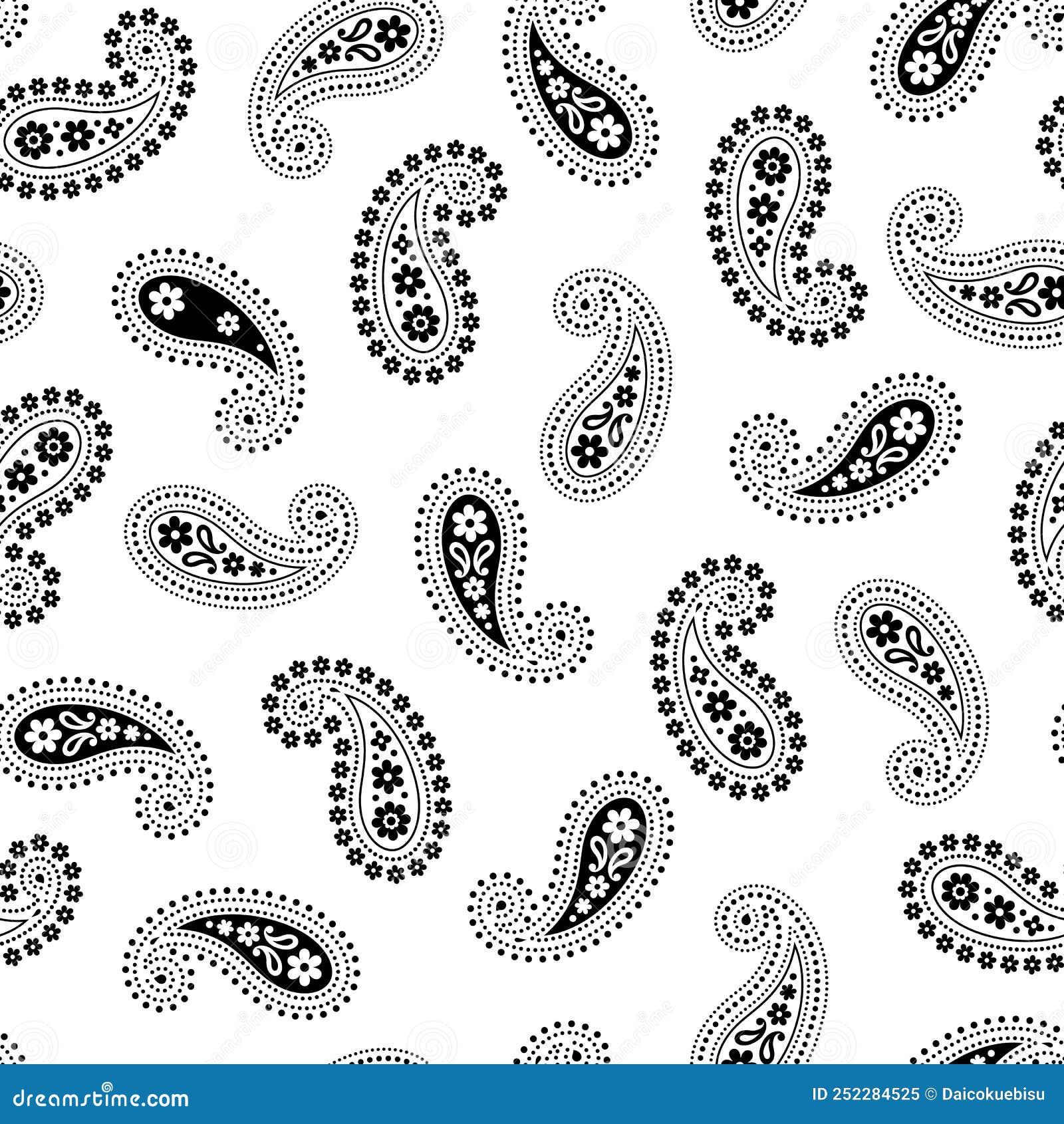 Cute and Simple Paisley Seamless Pattern, Stock Vector - Illustration ...
