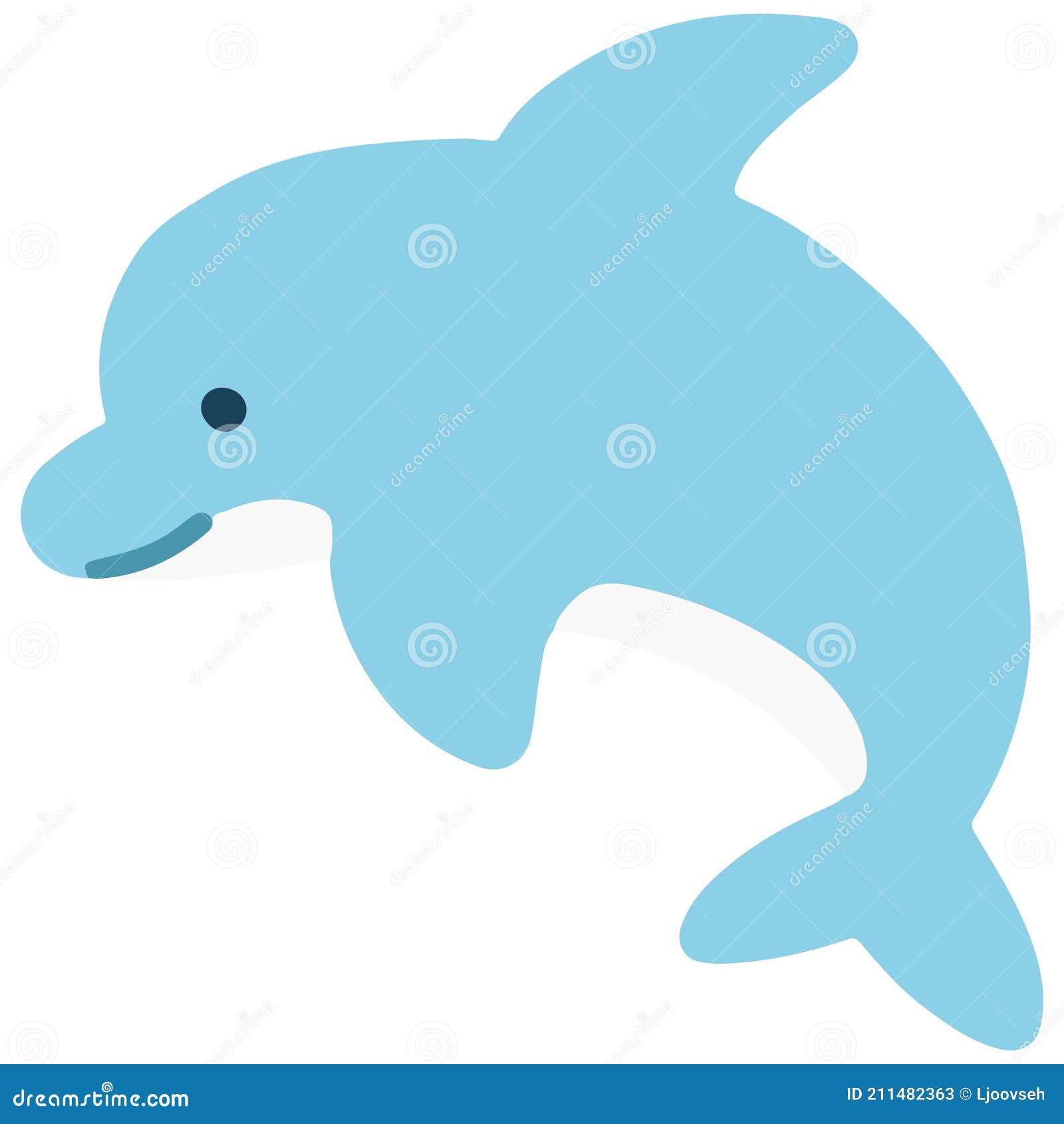 Cute and Simple Pastel Blue Dolphin Flat Colored Stock Vector ...