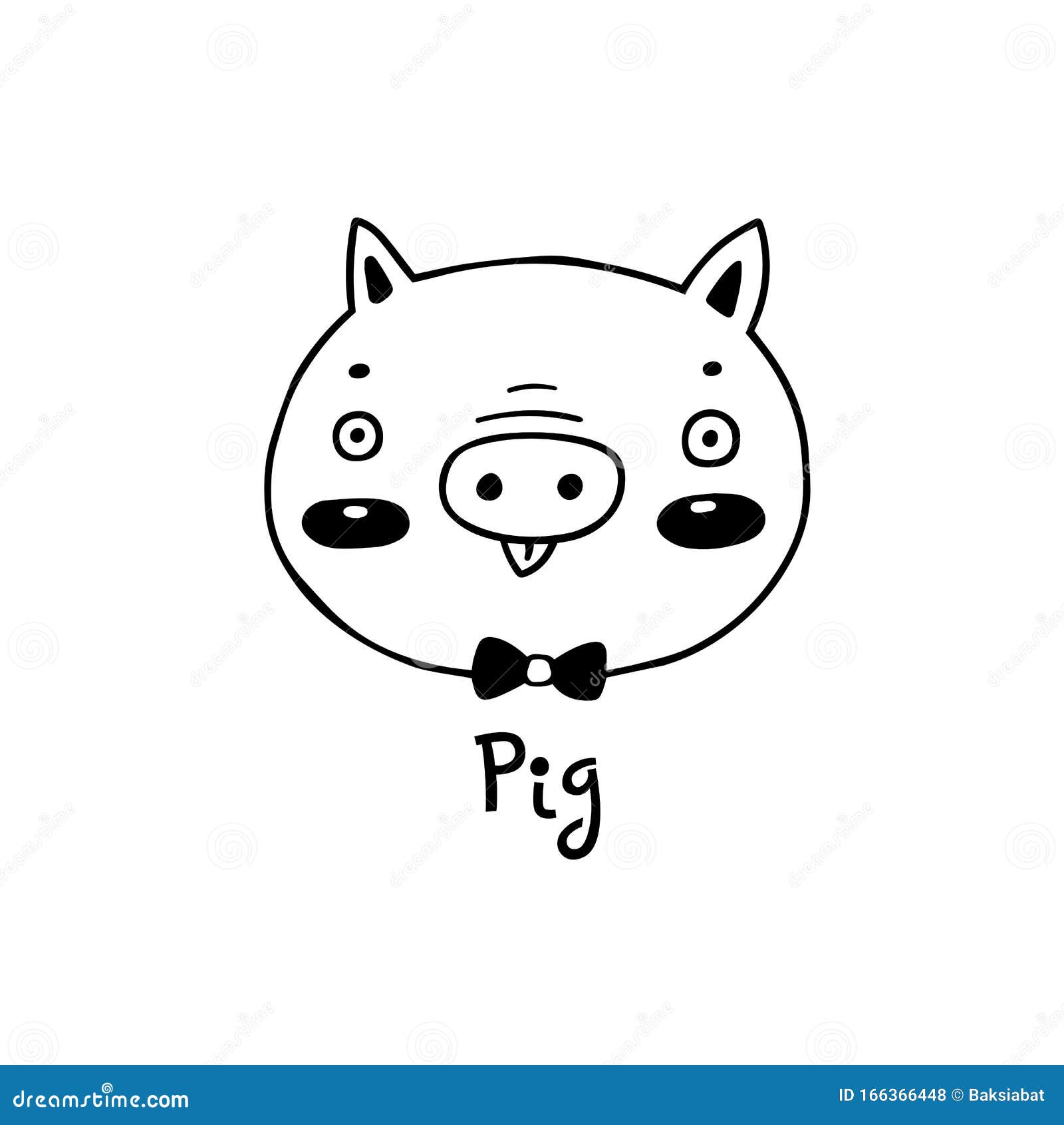 Cute, Simple Pig Face Cartoon Style. Vector Illustration Stock Vector ...