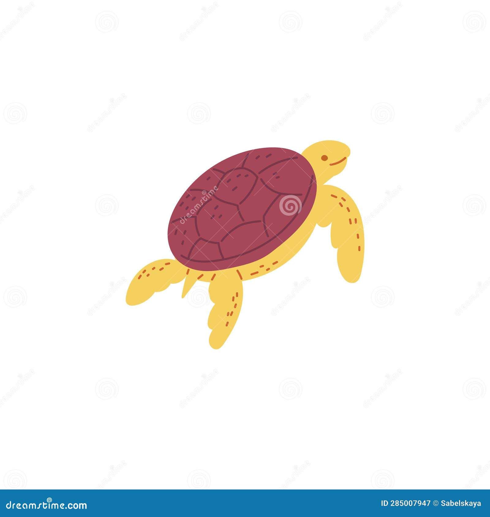 Cute Simple Turtle Flat Style, Vector Illustration Isolated on White ...