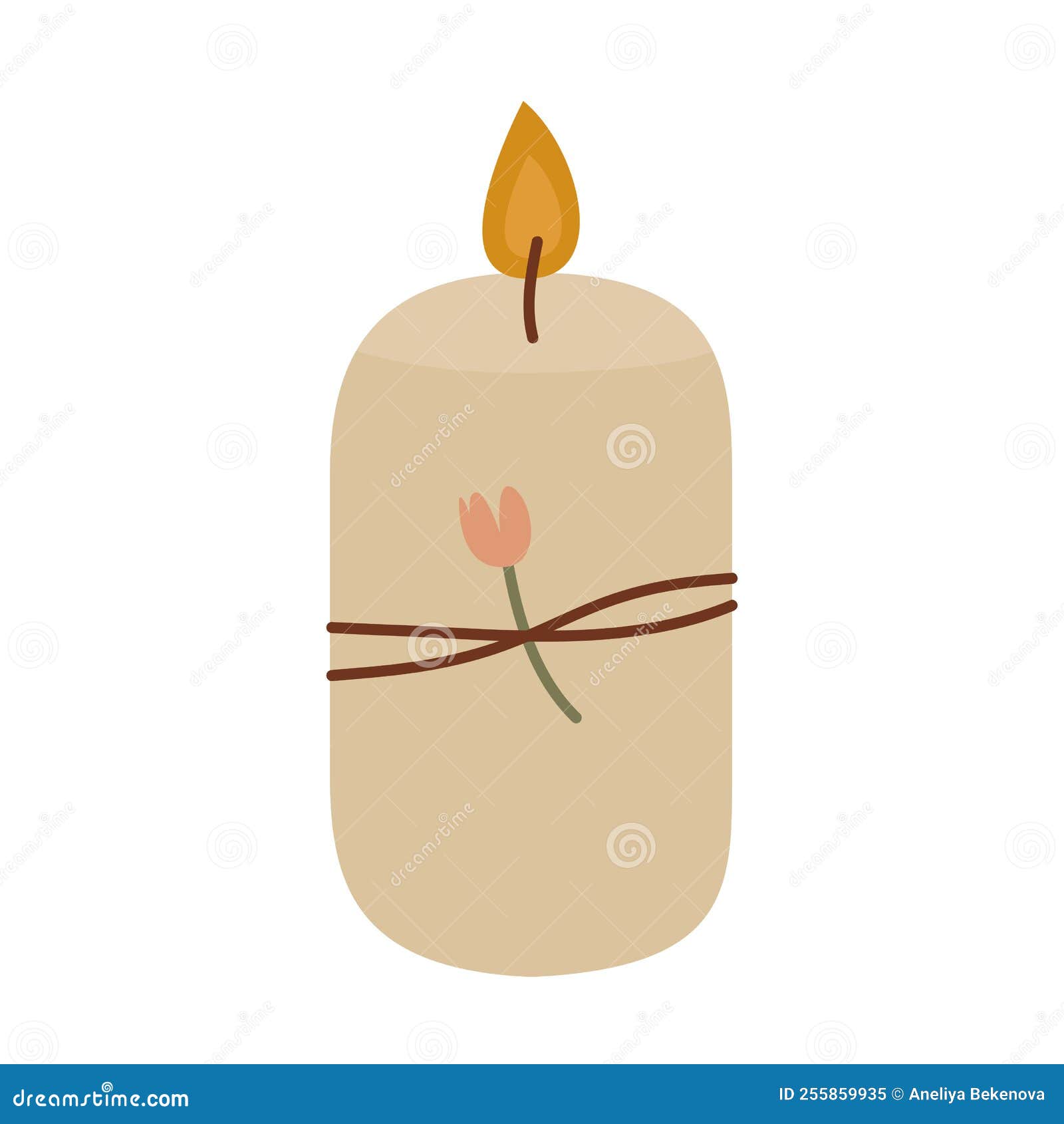Cute and Simple Vector Candle in Modern Flat Style. Isolated on White ...