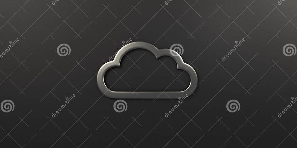 Silver Cloud Logo. on Black Background 3D Rendering Illustration Stock ...
