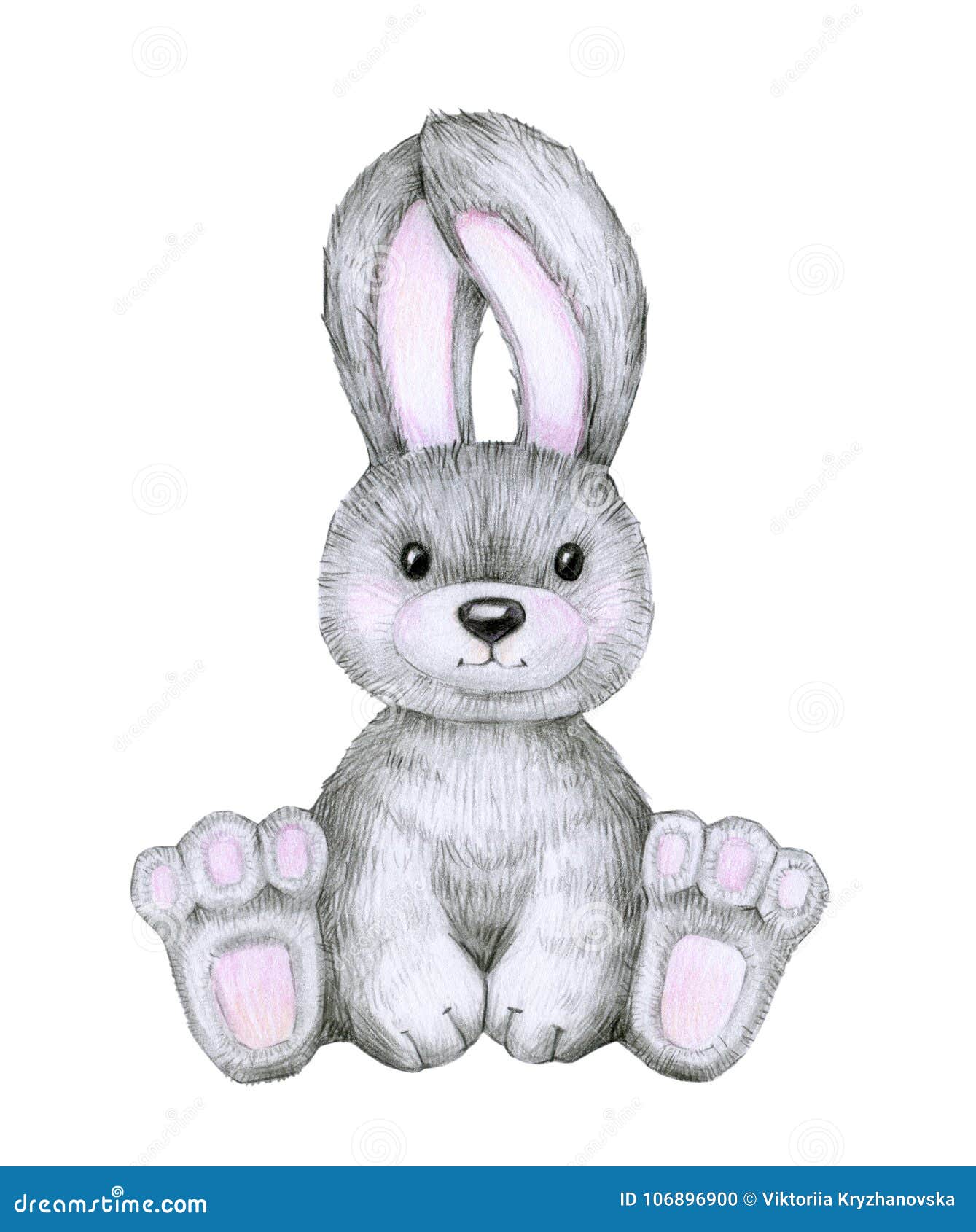 Cute sitting baby rabbit. stock illustration. Illustration of hare ...