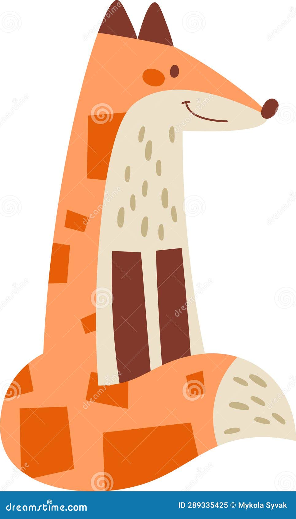 Cute Sitting Fox stock vector. Illustration of animal - 289335425