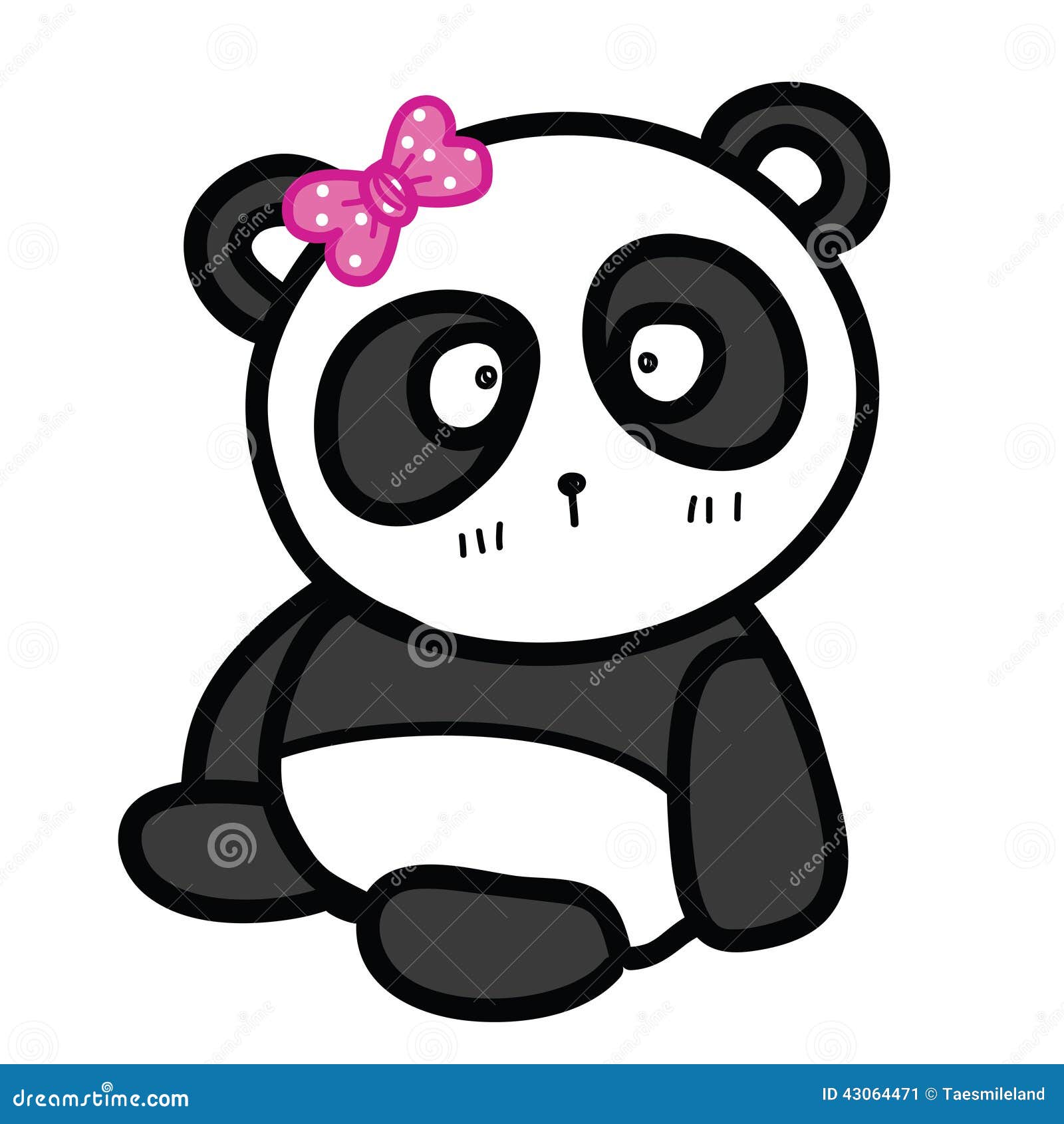 Cute Sitting Panda With Bow Stock Vector - Image: 43064471